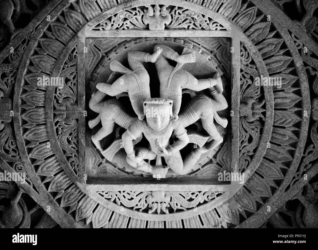 Multi bodied CELESTIAL DEITY inside the CHAUMUKHA MANDIR TEMPLE at ...