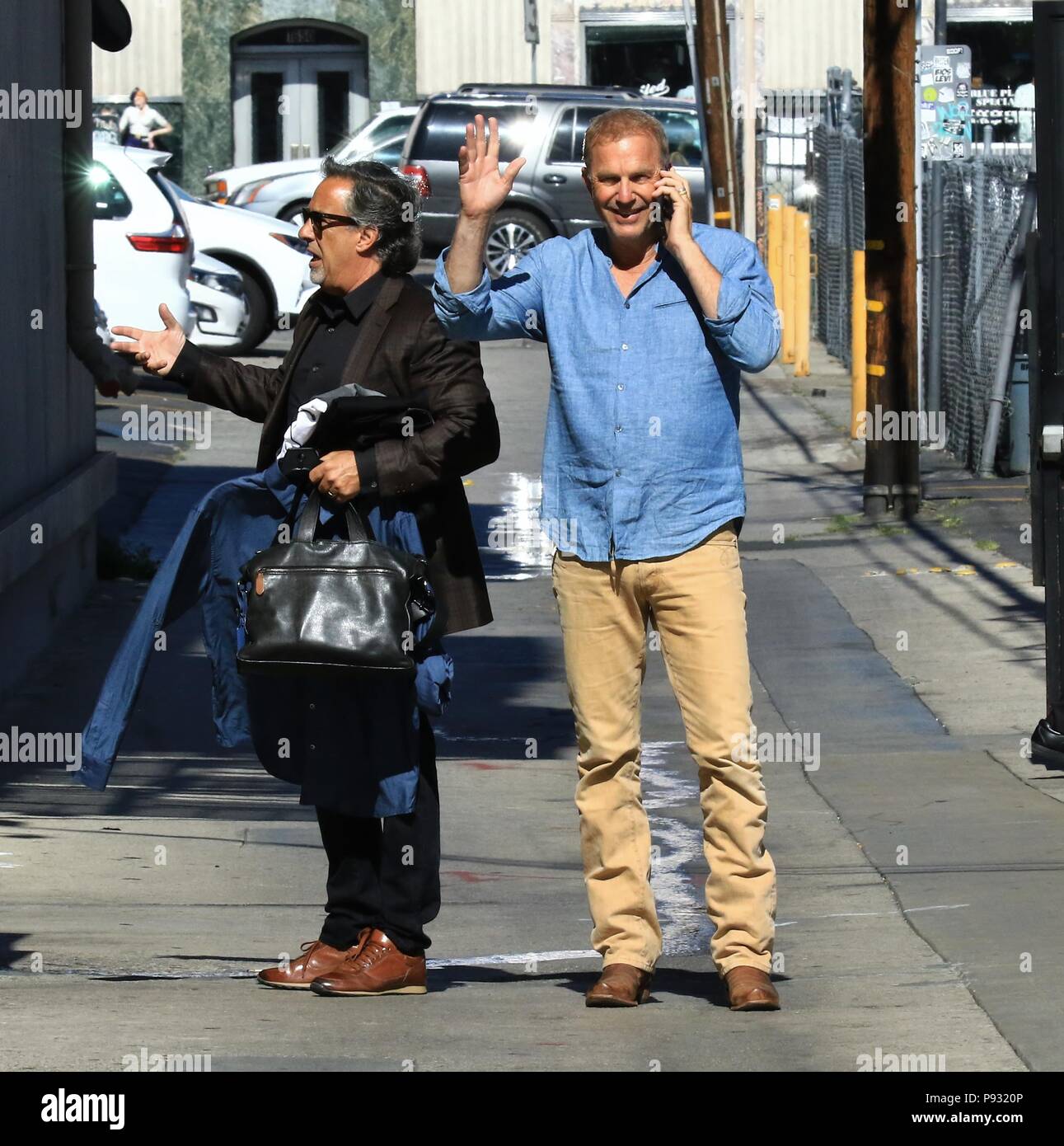 Celebrities at the Jimmy Kimmel Live! studios Featuring: Kevin Costner ...