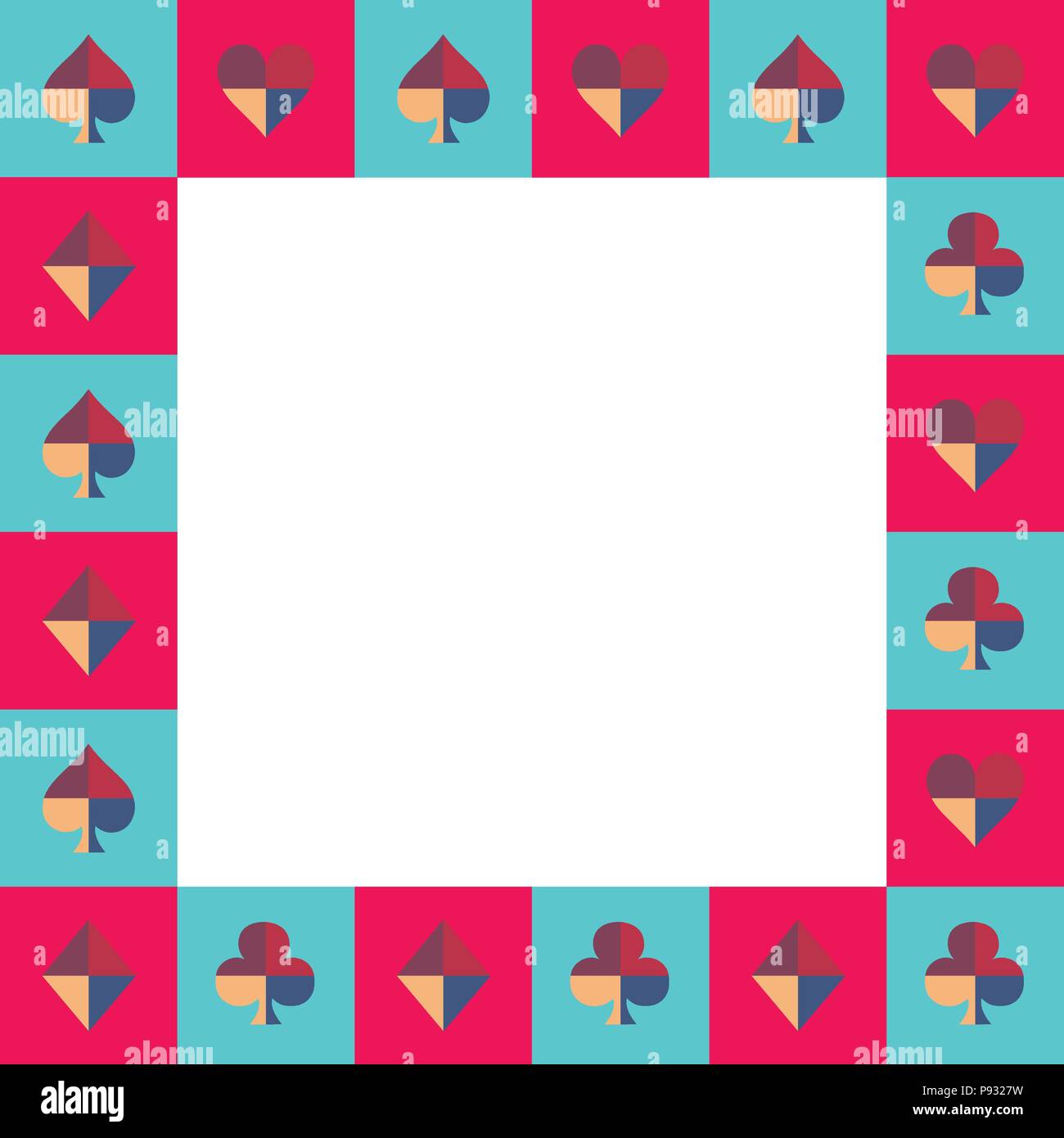 Card Suit Chess Board Blue Sky and Pink Border. Vector Illustration ...