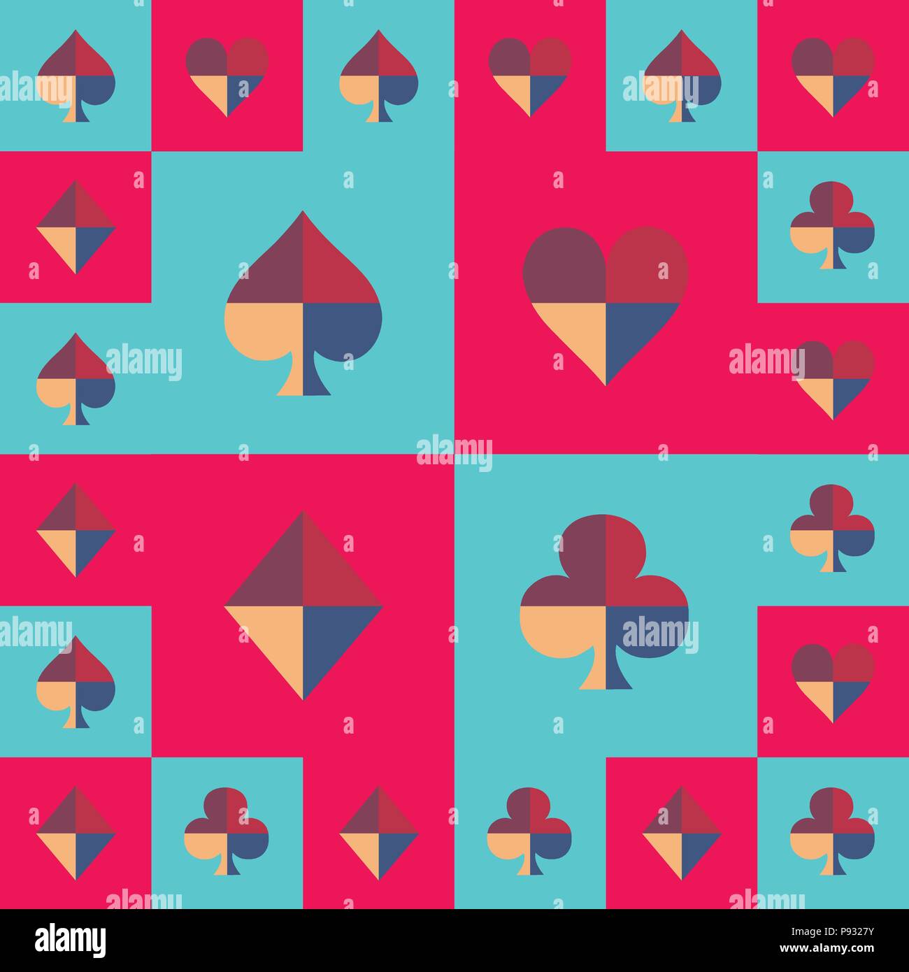 Card Suit Chess Board Blue Sky and Pink Pattern. Vector Illustration ...