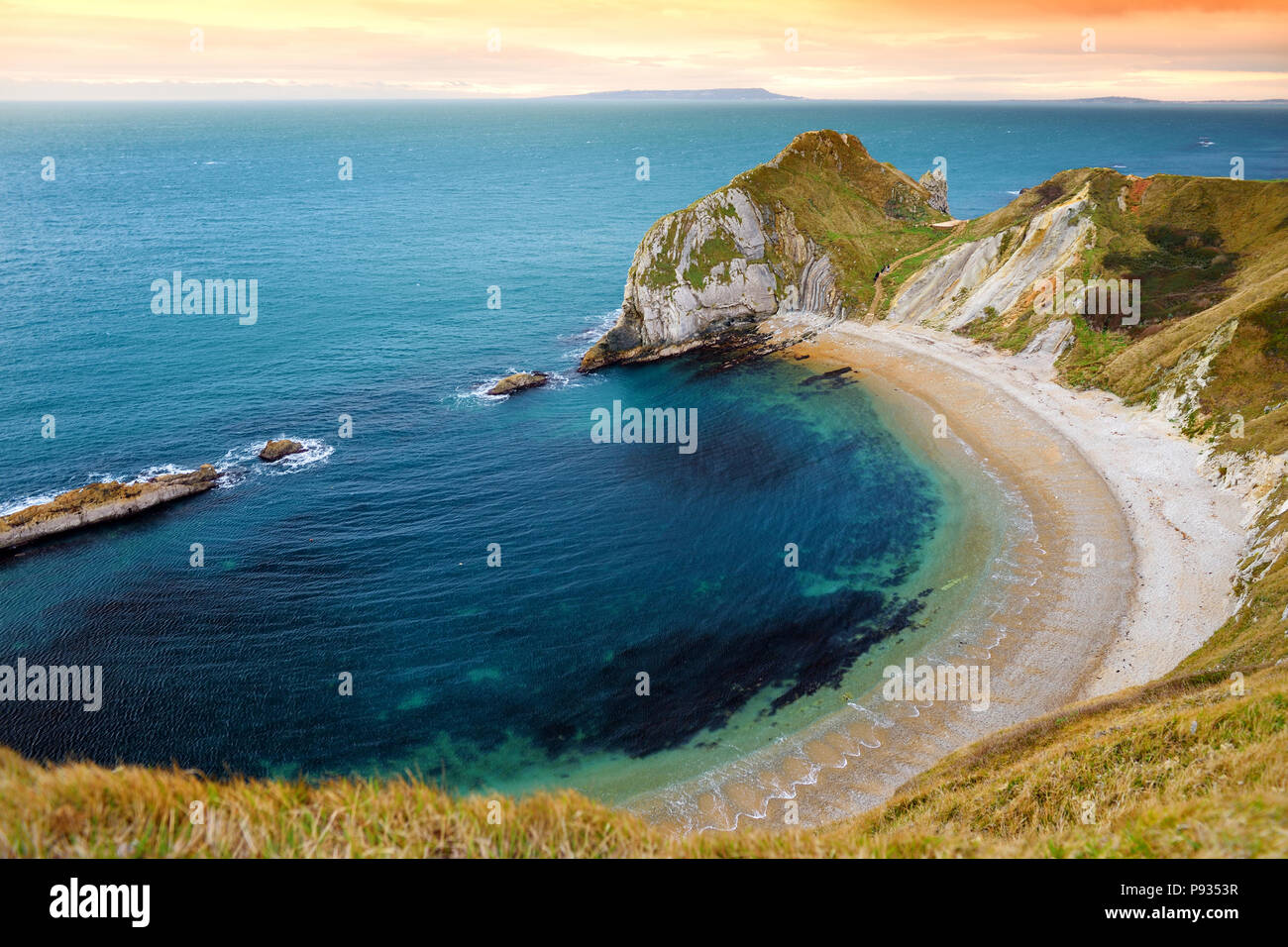 Man O'War Cove on the Dorset coast in southern England, between the ...