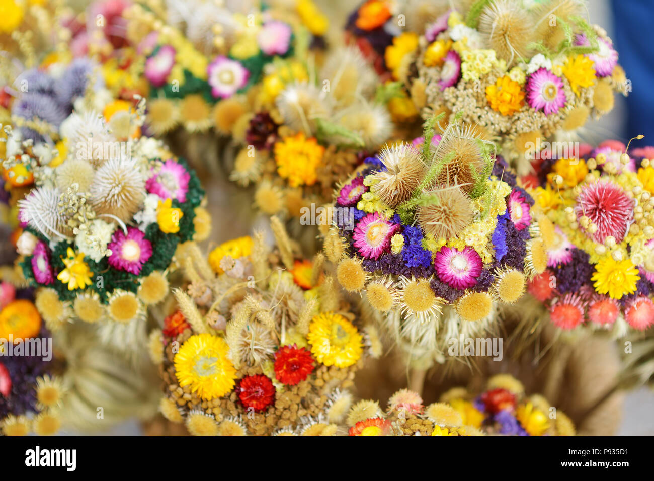 Traditional Lithuanian Easter palms known as verbos sold on Easter ...