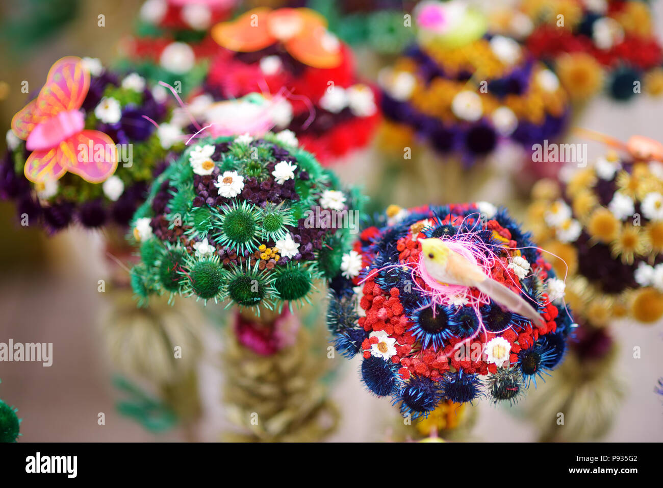 Traditional Lithuanian Easter palms known as verbos sold on Easter ...