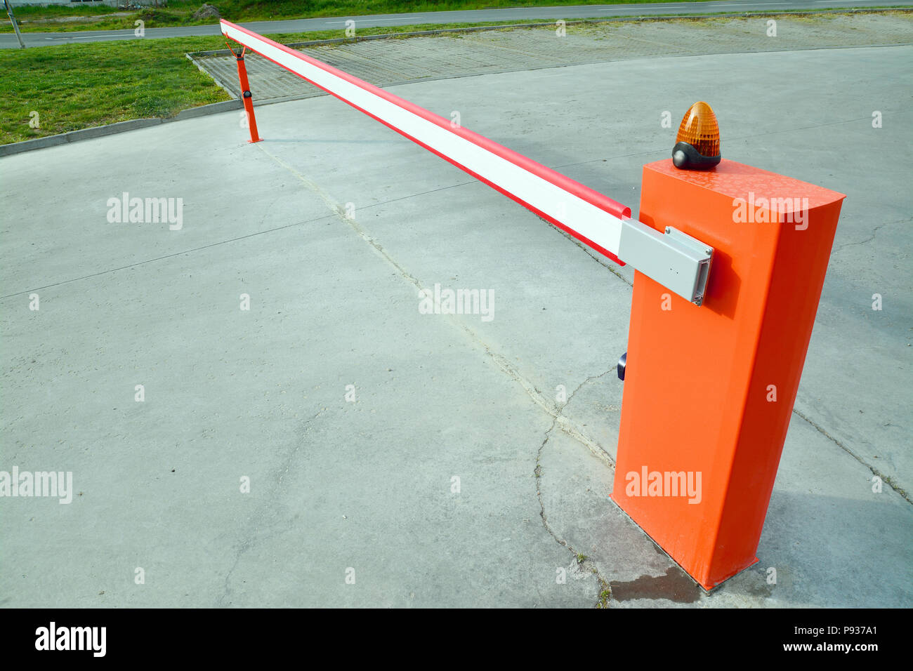closed barrier, entrance in the parking place Stock Photo - Alamy