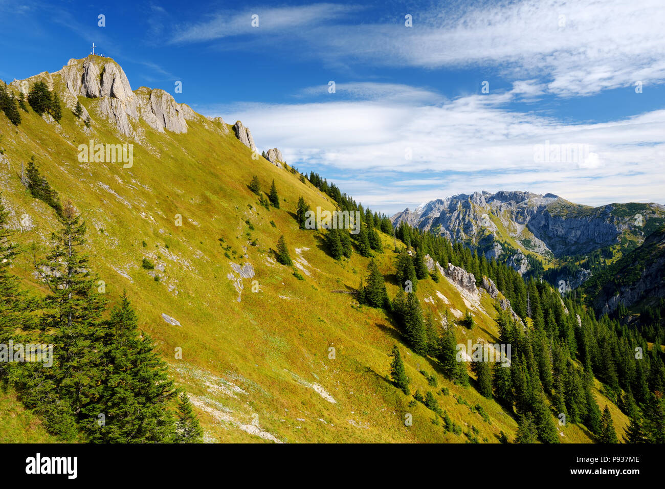 Picturesque views from the Tegelberg mountain, a part of Ammergau Alps ...