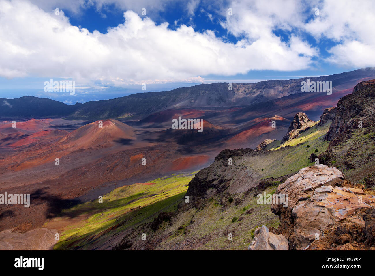 Stunning landscape of Haleakala volcano crater taken at Kalahaku ...