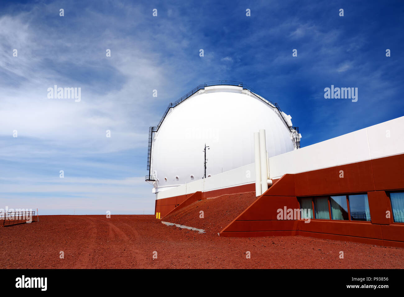 Observatories on top of Mauna Kea mountain peak. Astronomical research ...