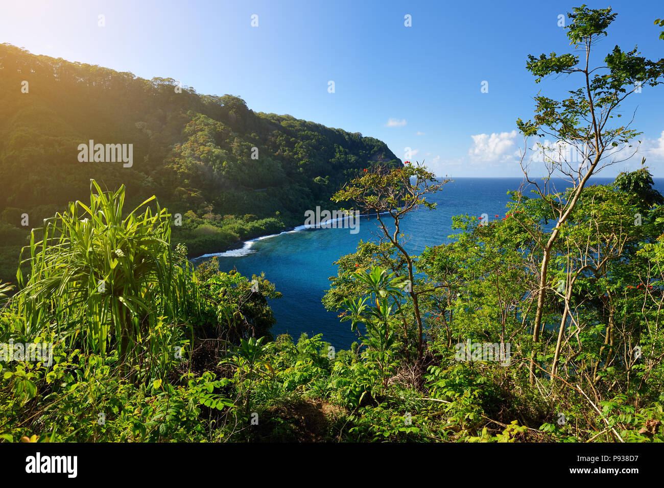 Beautiful views of Maui North coast seen from famous winding Road to ...
