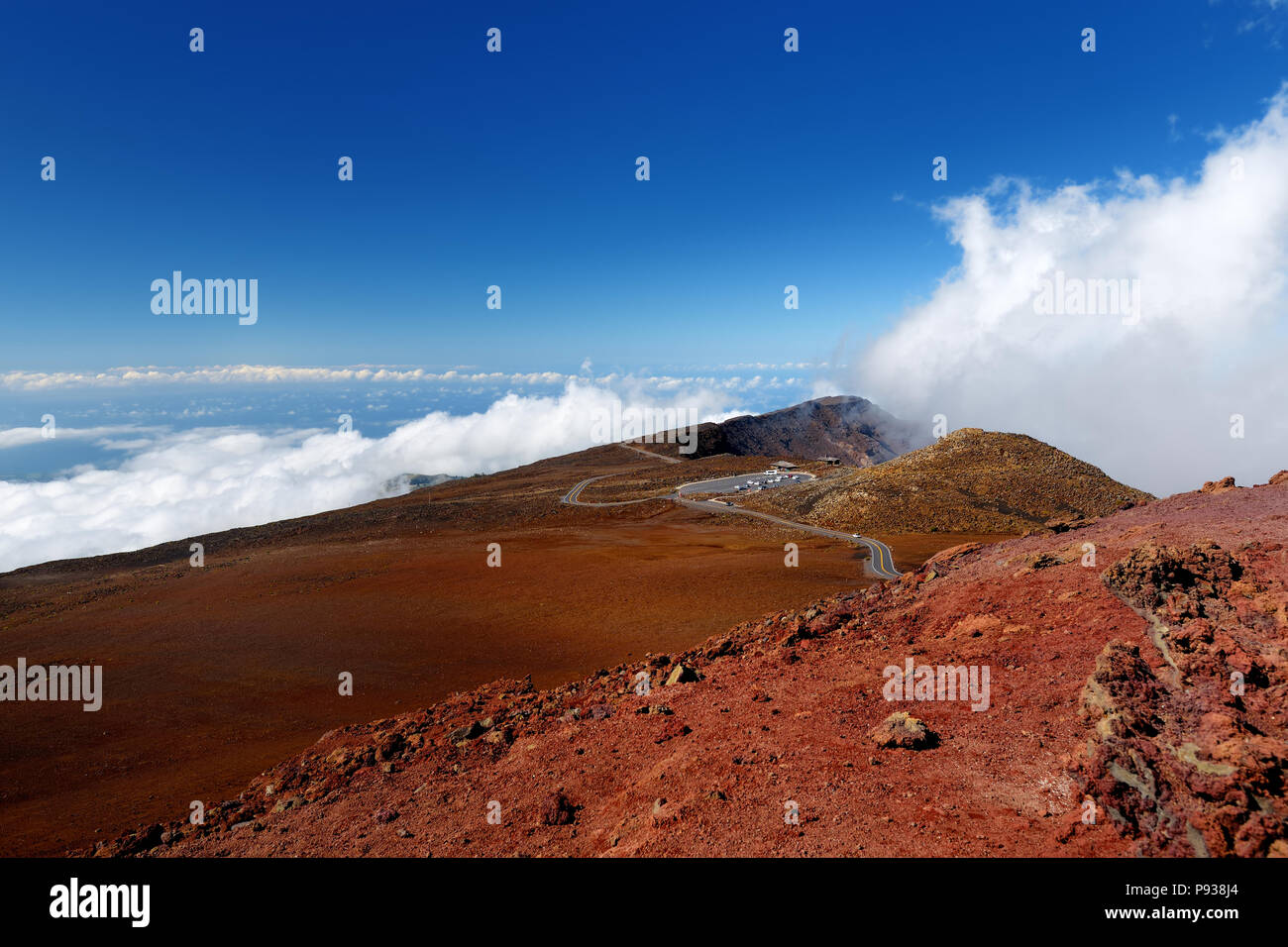 Stunning landscape view of Haleakala volcano area seen from the summit ...