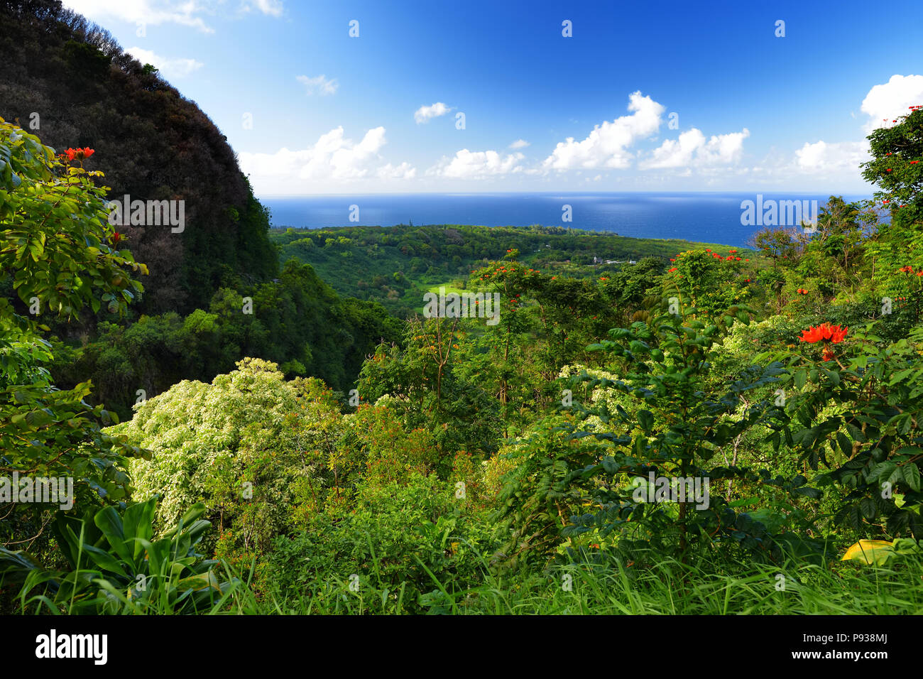 Beautiful views of Maui North coast seen from famous winding Road to ...