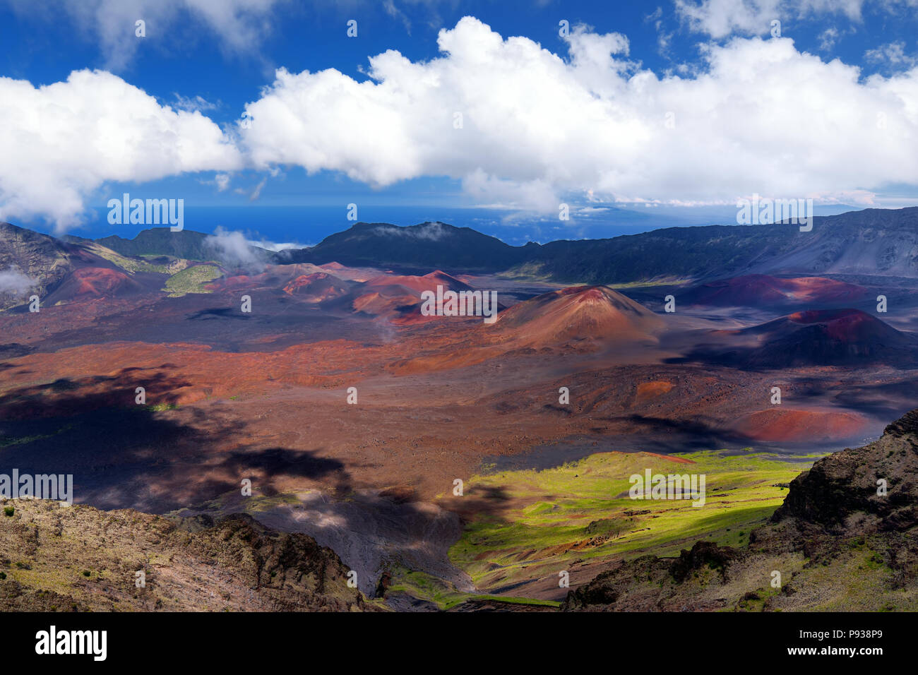 Stunning landscape of Haleakala volcano crater taken at Kalahaku ...