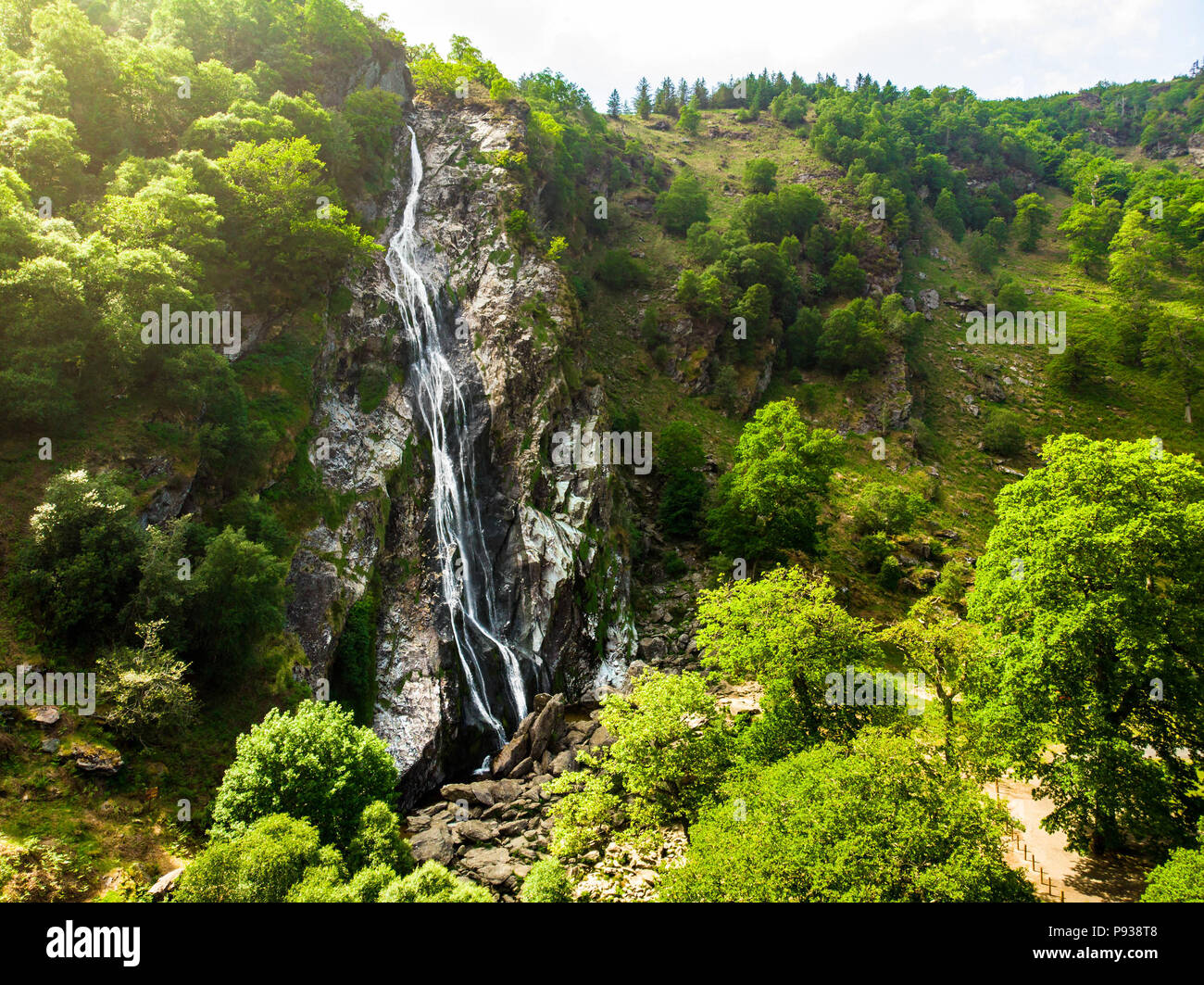 Majestic water cascade of Powerscourt Waterfall, the highest waterfall ...