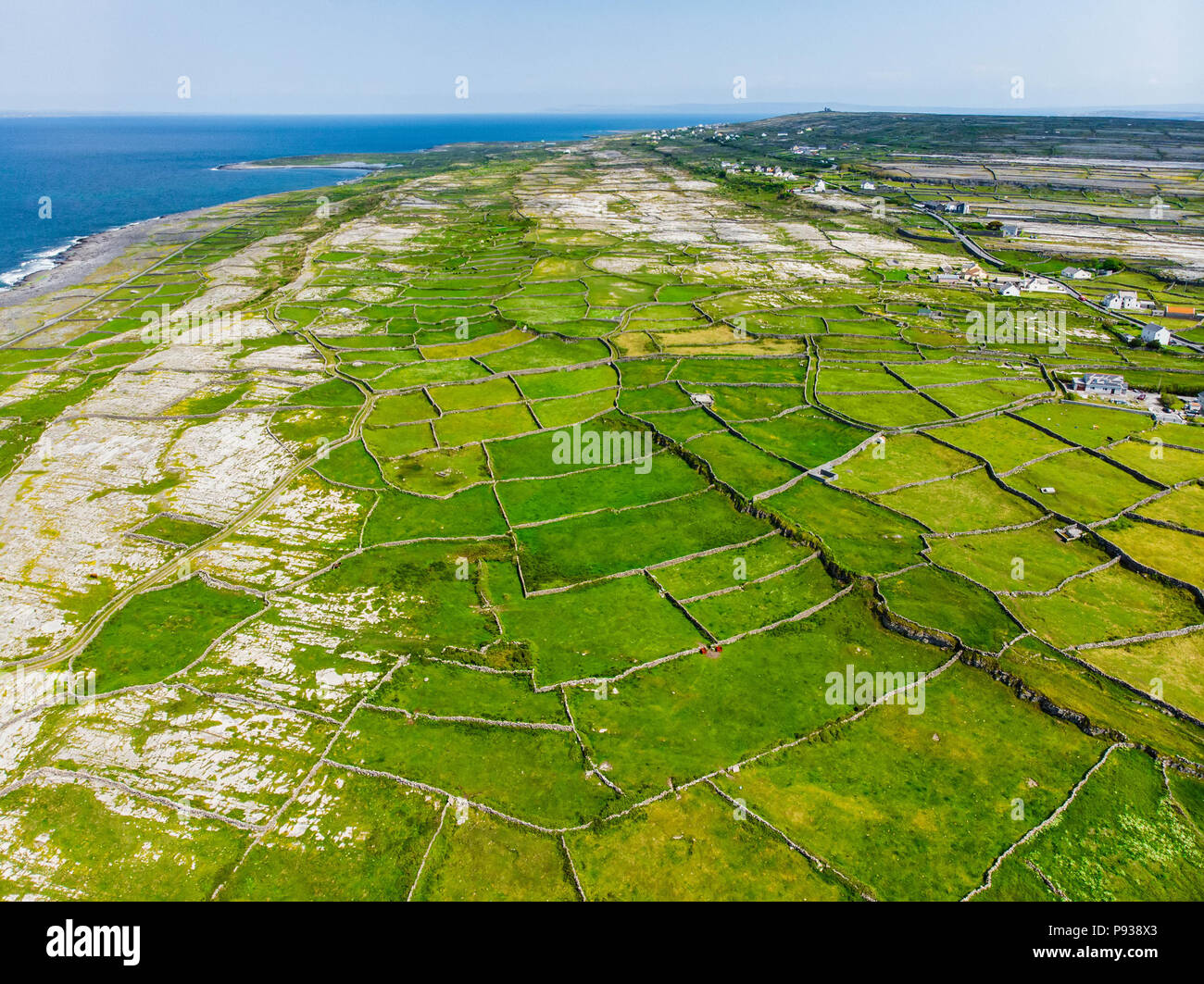 Aerial view of Inishmore or Inis Mor, the largest of the Aran Islands ...