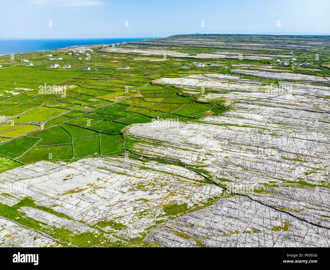 Aerial view of Inishmore or Inis Mor, the largest of the Aran Islands ...