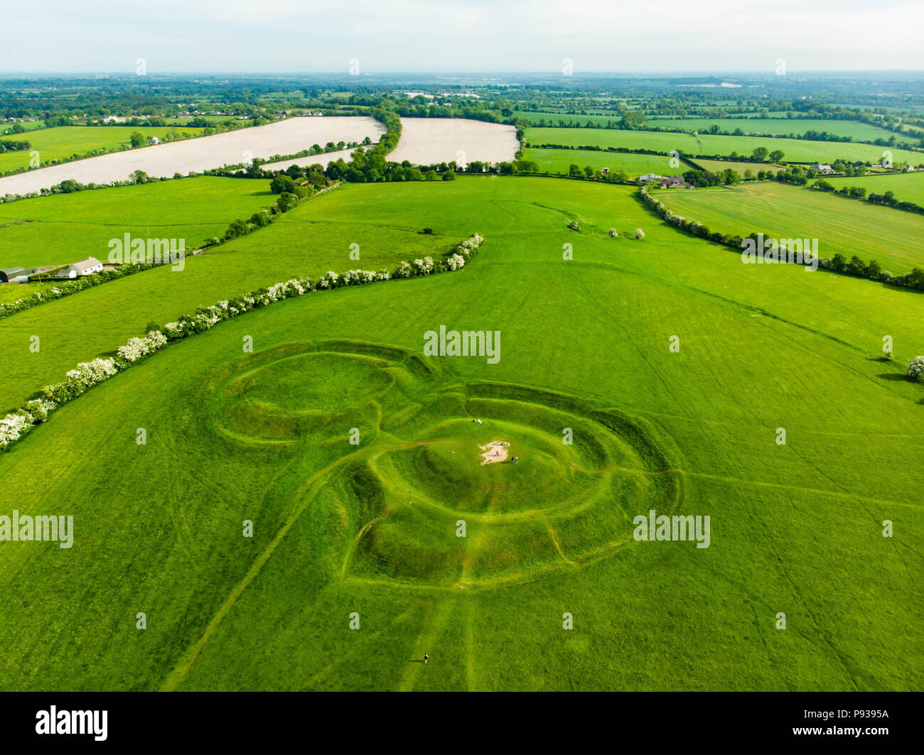 Aerial view of the Hill of Tara, an archaeological complex, containing ...