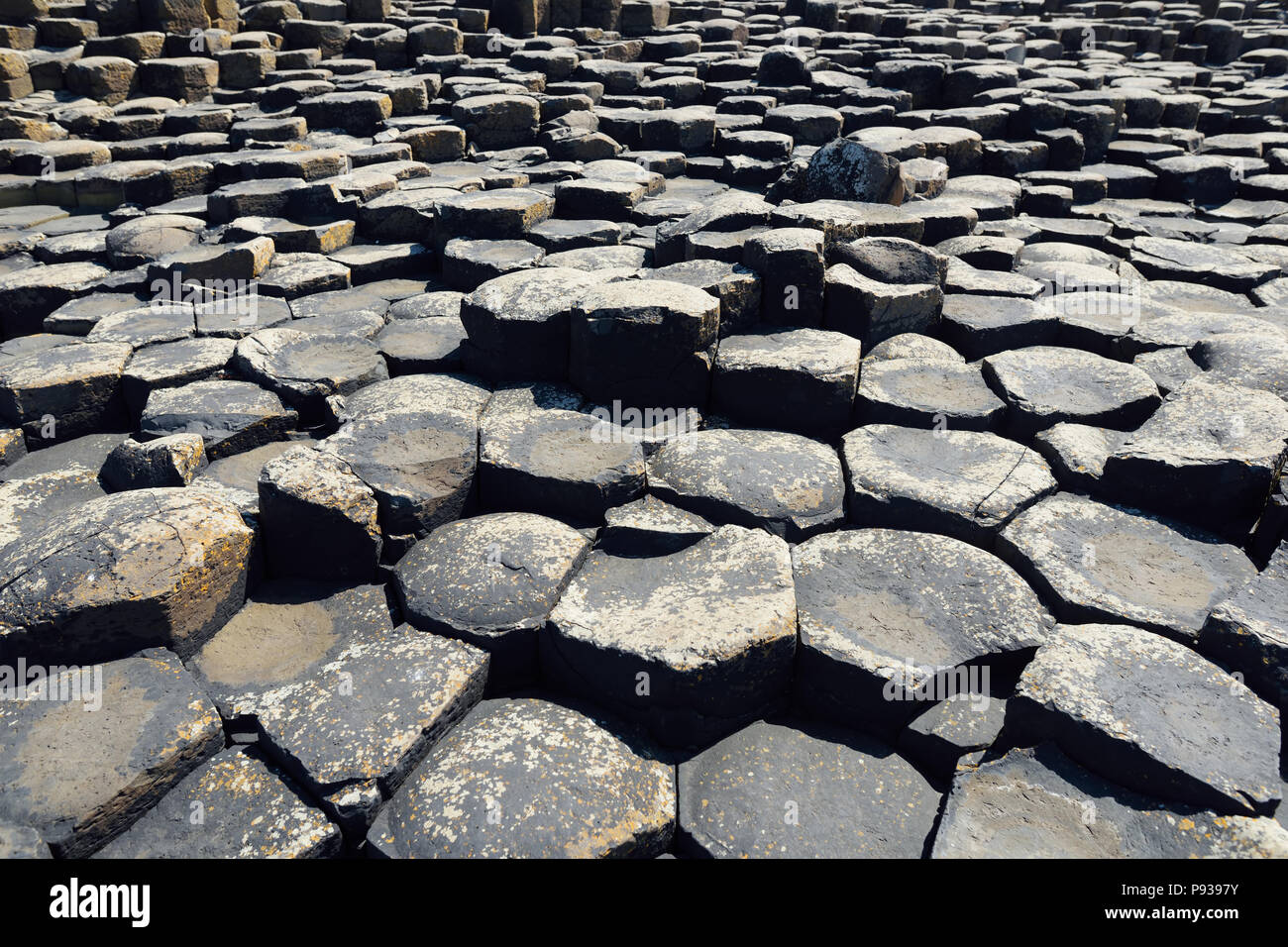 Giants Causeway, an area of hexagonal basalt stones, created by ancient ...