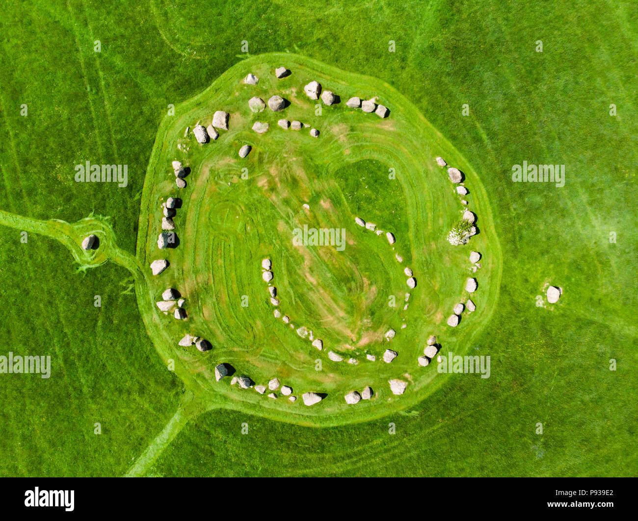 Ballynoe stone circle, a prehistoric Bronze Age burial mound surrounded ...