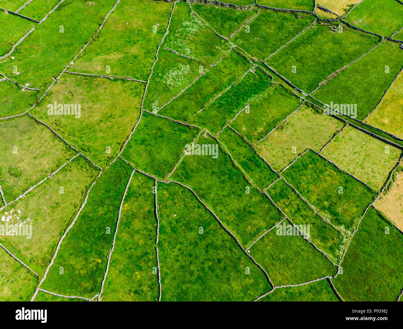 Aerial view of Inishmore or Inis Mor, the largest of the Aran Islands ...