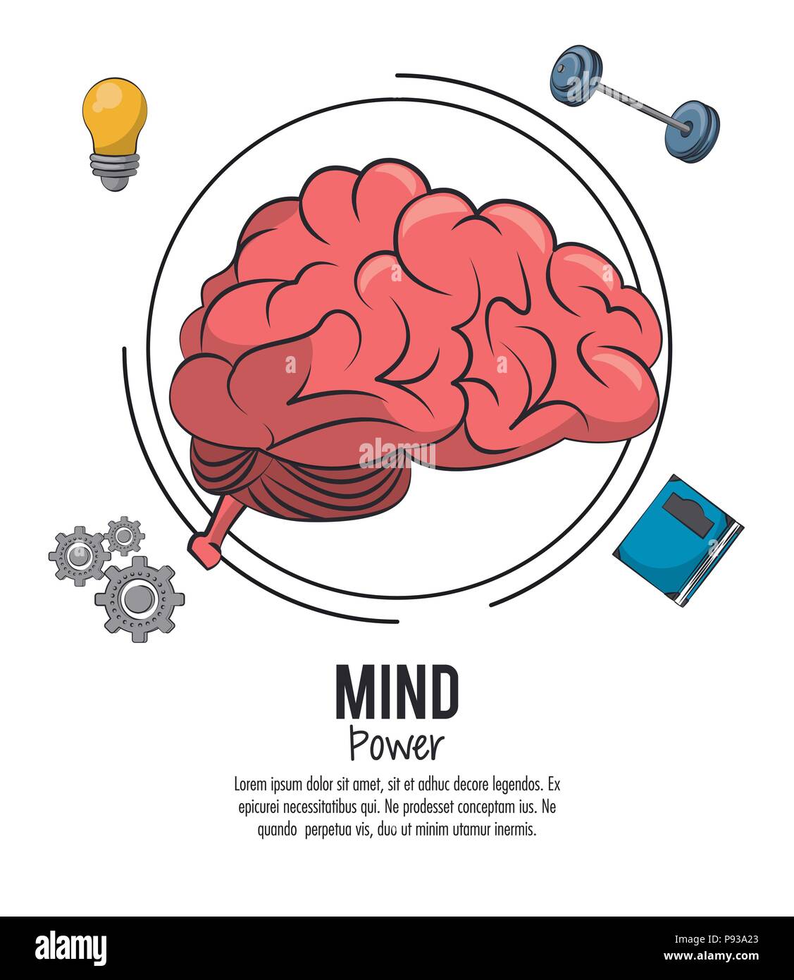 Mind power and brain template with information vector illustration ...
