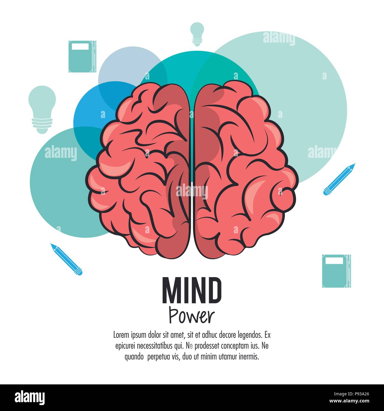 Mind power and brain template with information vector illustration ...