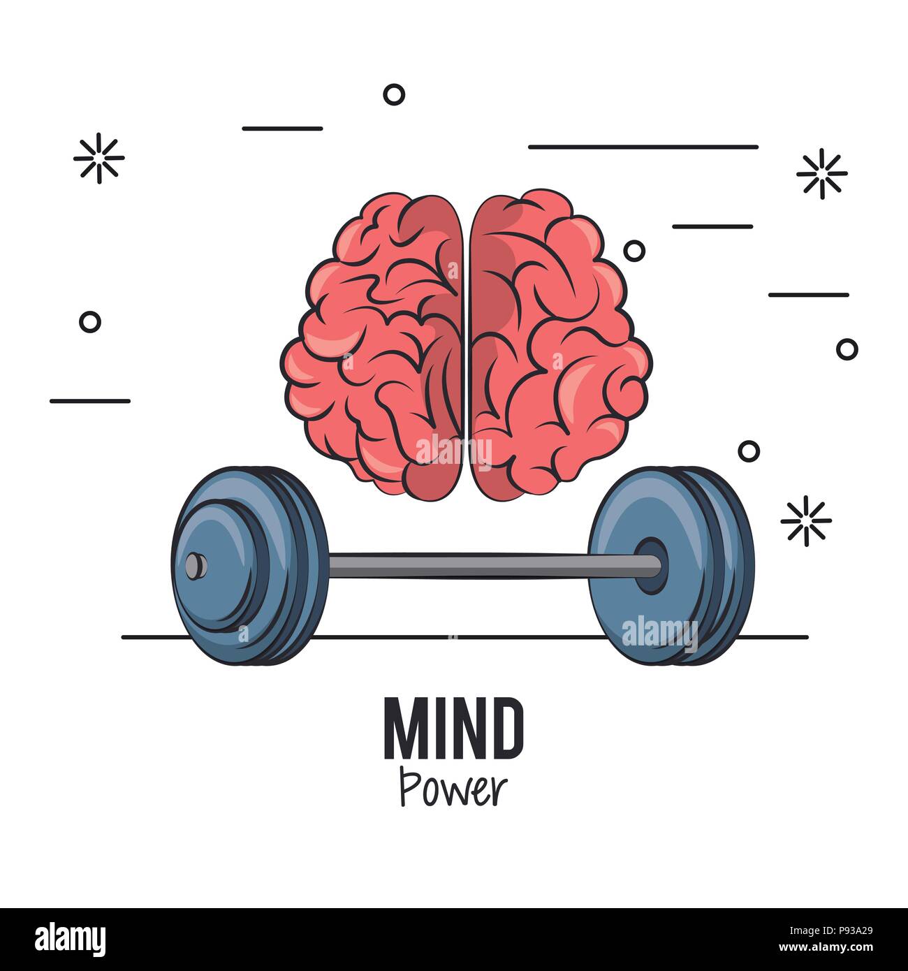 Mind power and brain with weights vector illustration graphic design ...