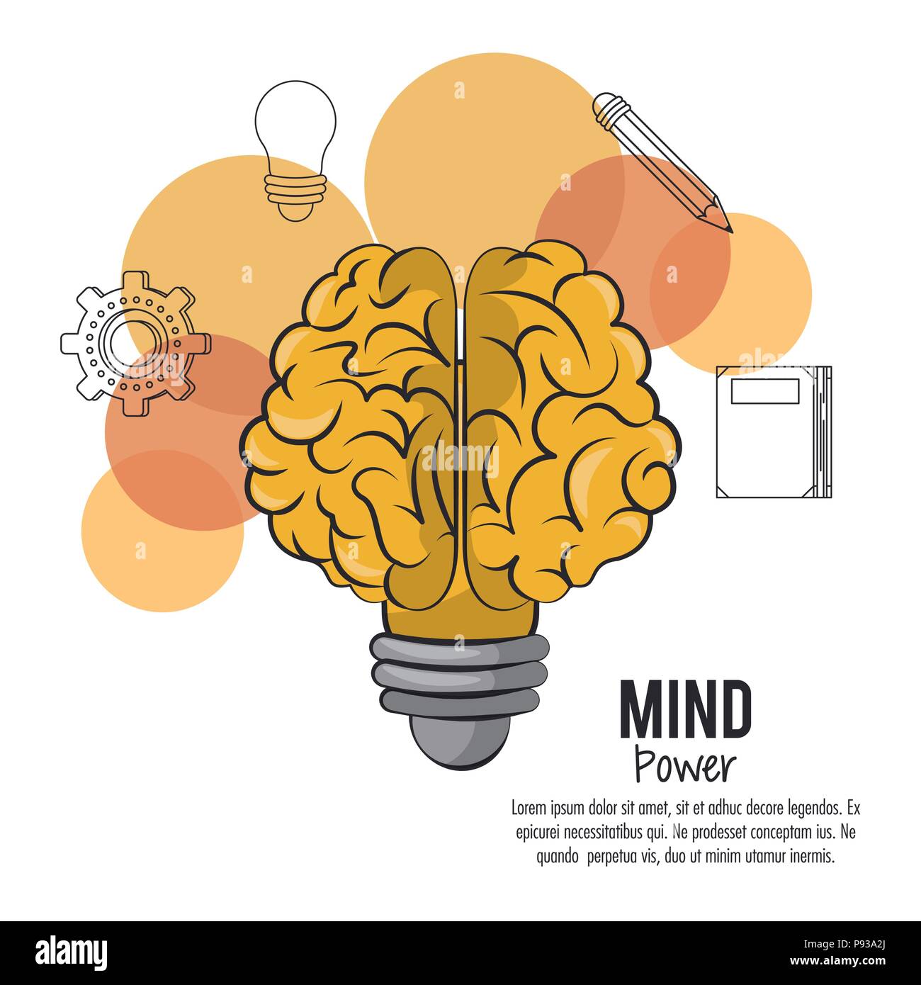 Mind power and brain template with information vector illustration ...