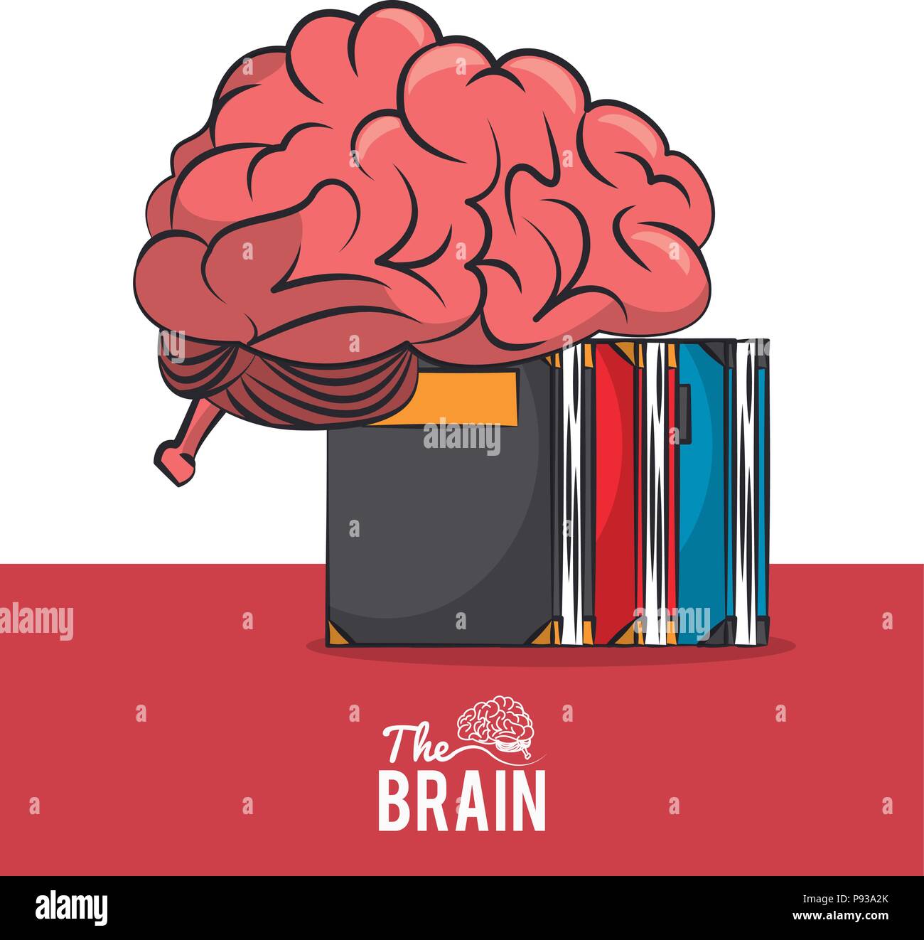 The human brain with books vector illustration graphic design Stock ...