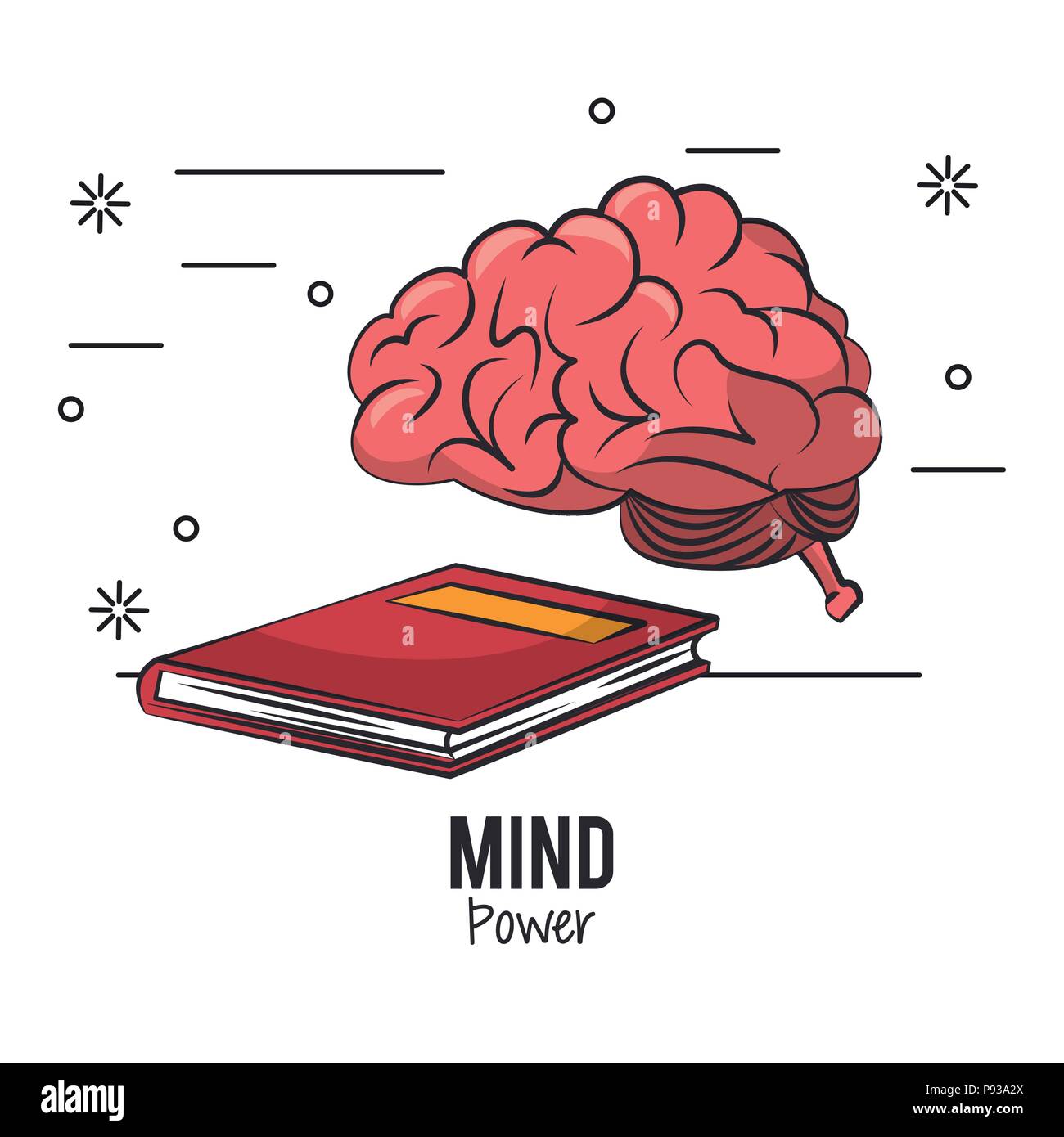 Mind power and brain with book vector illustration graphic design Stock ...