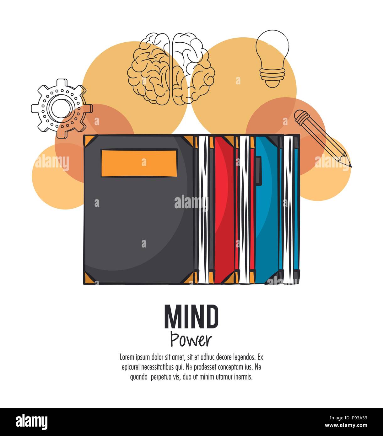 Mind power and brain template with information vector illustration ...