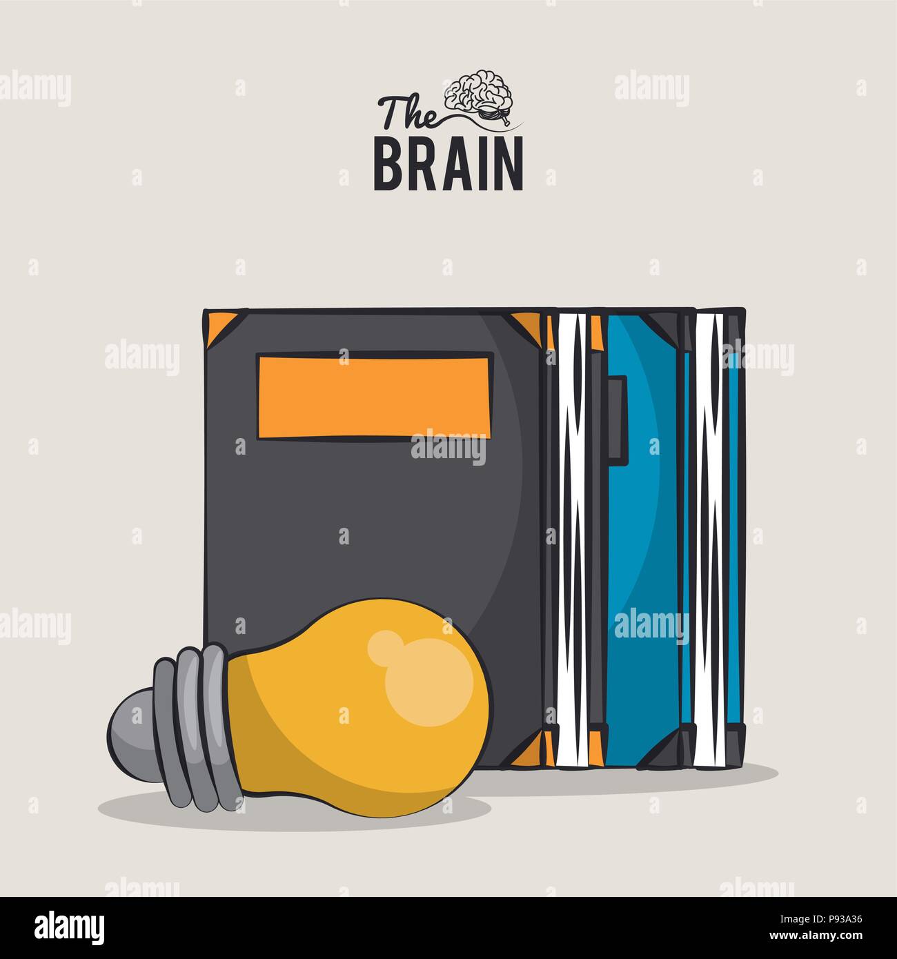 The human brain books and bulb vector illustration graphic design Stock ...