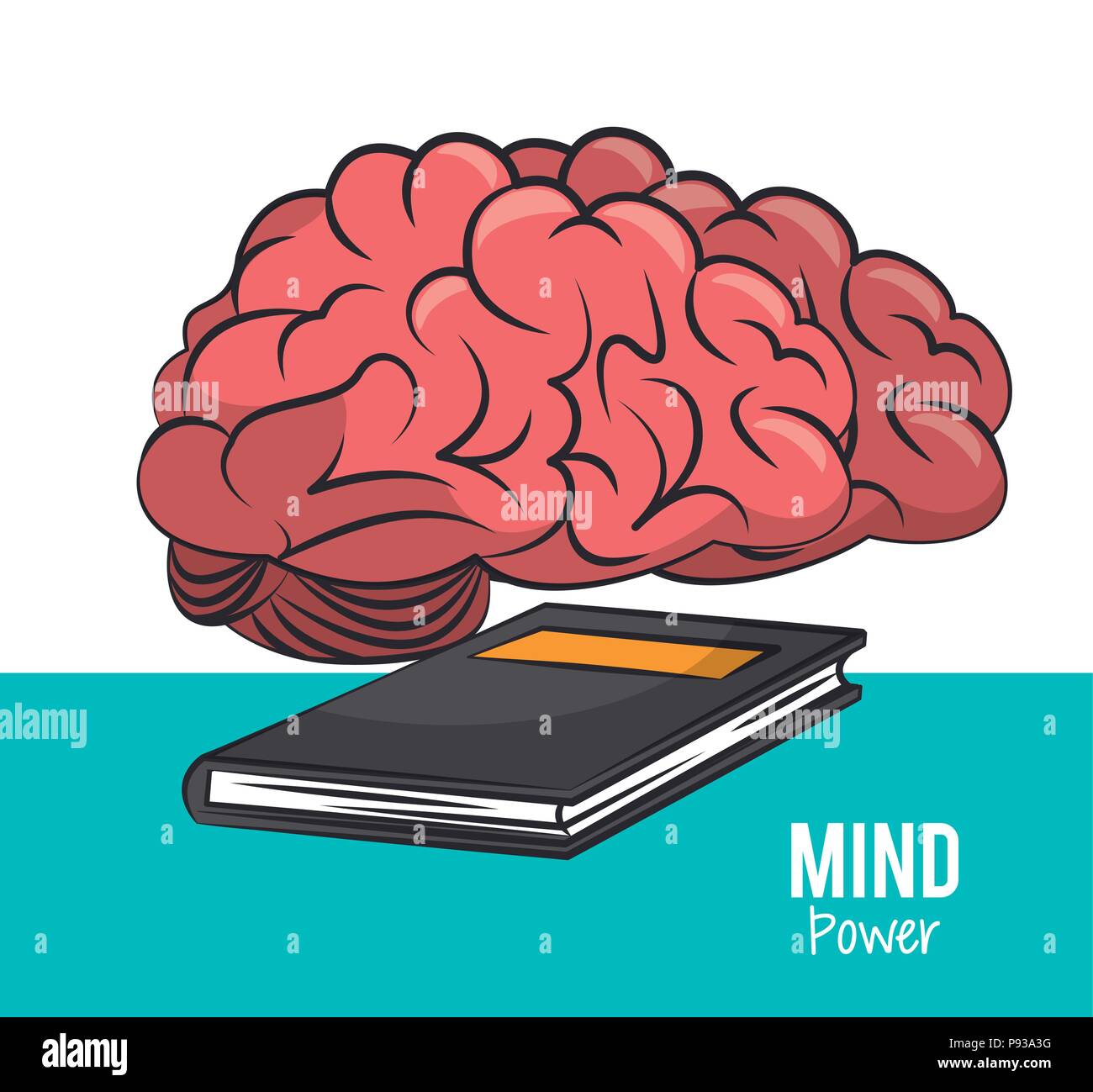 Mind power and brain with book vector illustration graphic design Stock ...