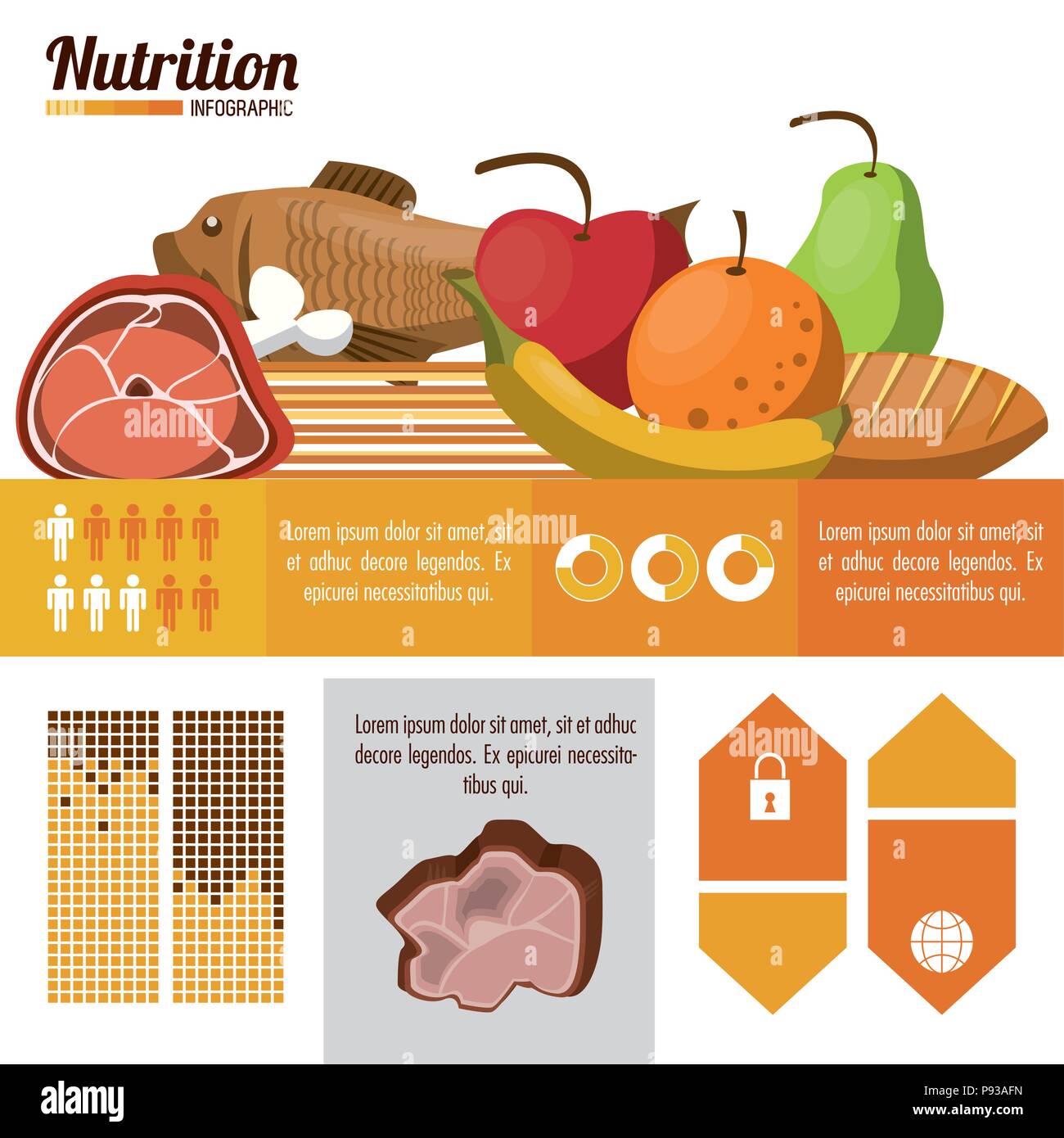 Nutrition and food infographic with statistics and elements vector ...