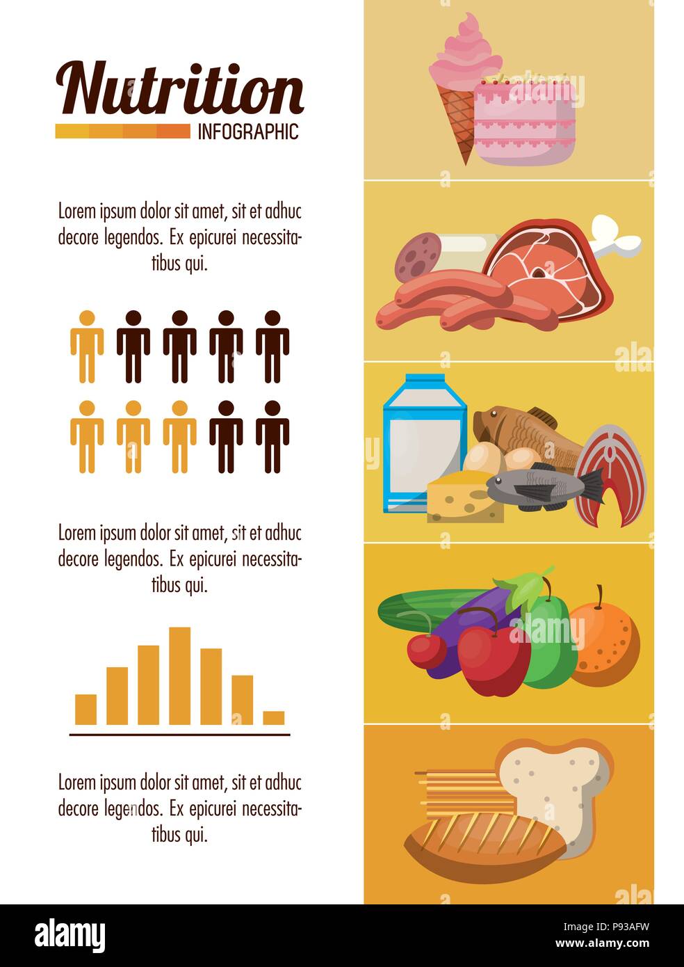 Nutrition and food infographic with statistics and elements vector ...