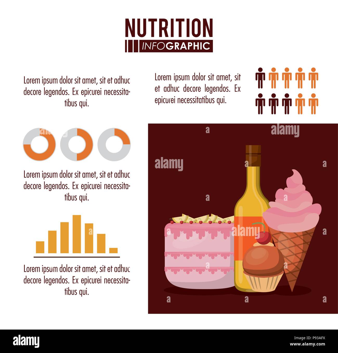 Nutrition and food infographic with statistics and elements vector ...
