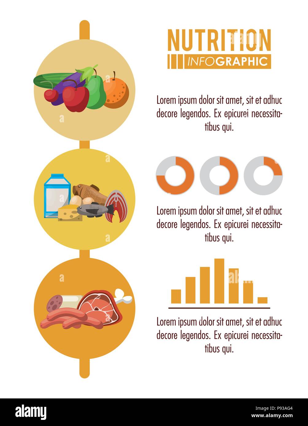 Nutrition and food infographic with statistics and elements vector ...