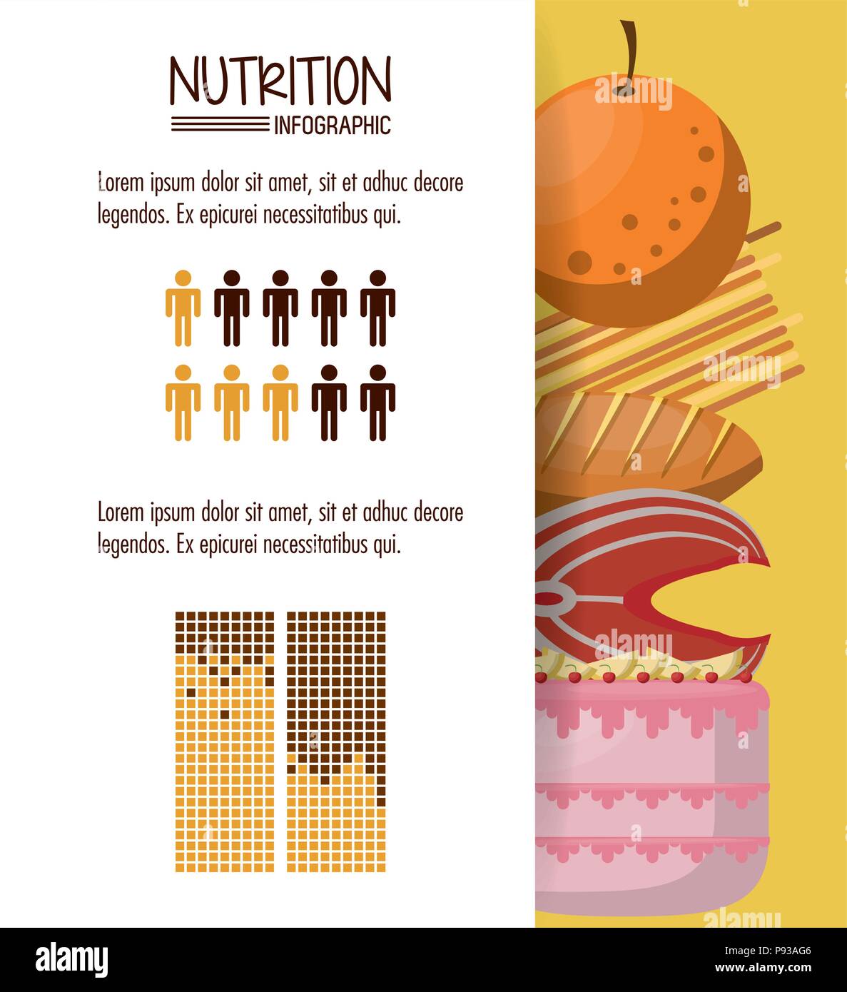 Nutrition and food infographic with statistics and elements vector ...