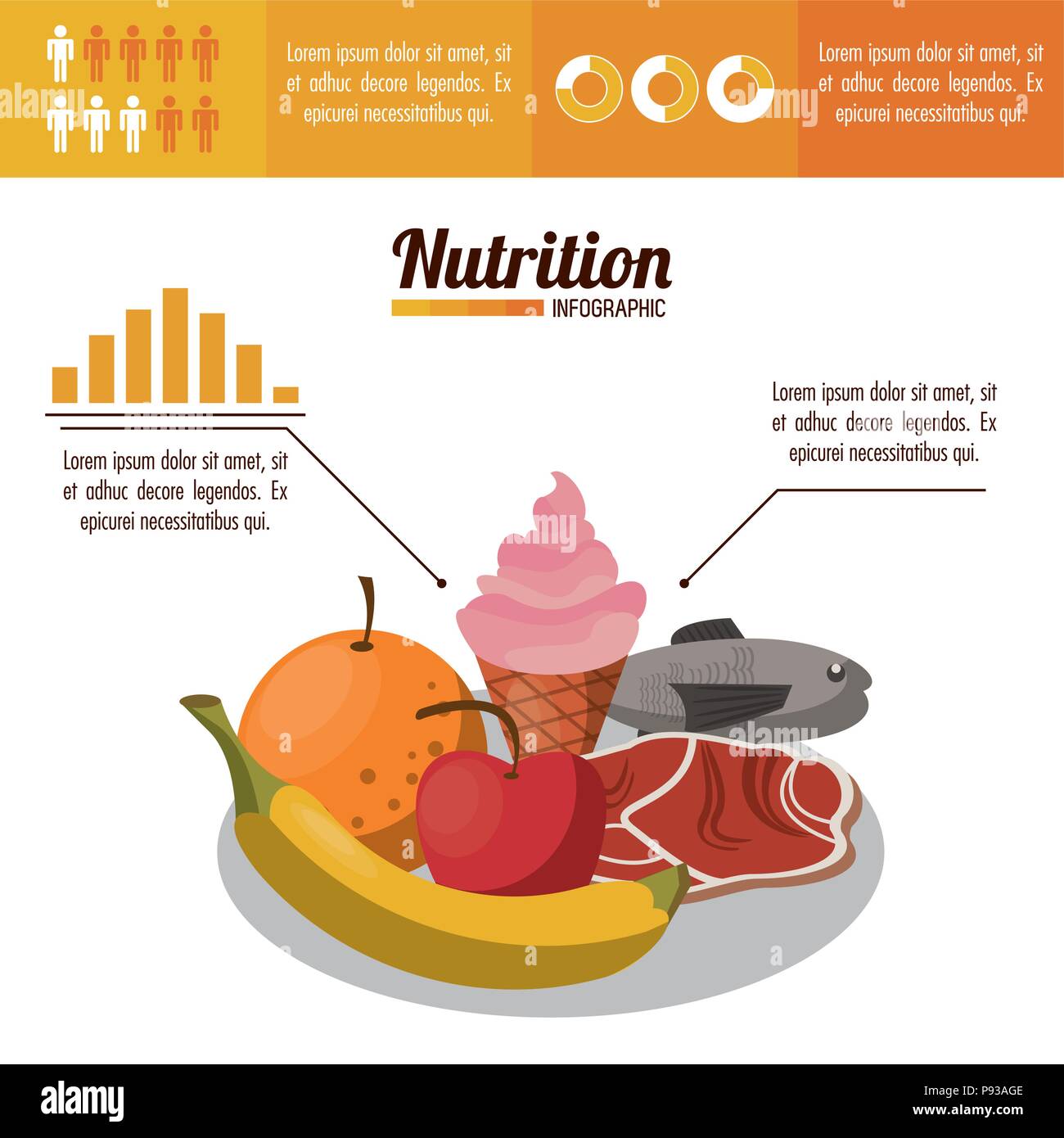 Nutrition and food infographic with statistics and elements vector ...