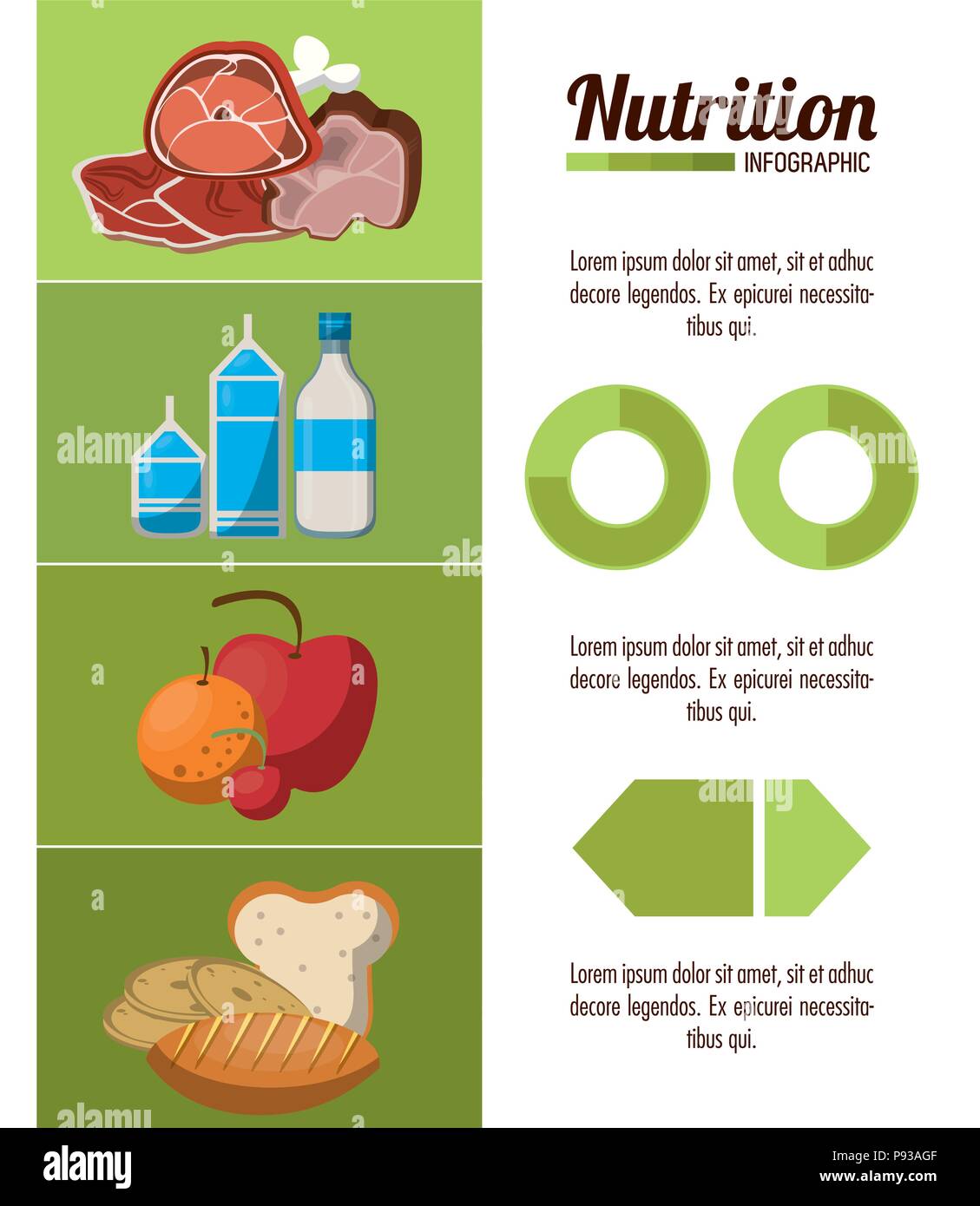 Nutrition and food infographic with statistics and elements vector ...