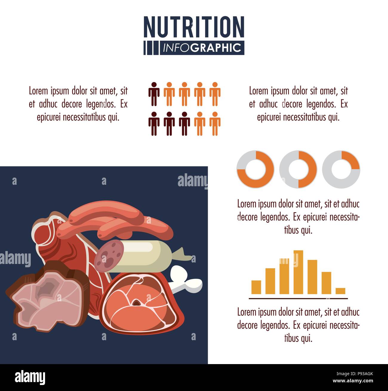 Nutrition and food infographic with statistics and elements vector ...