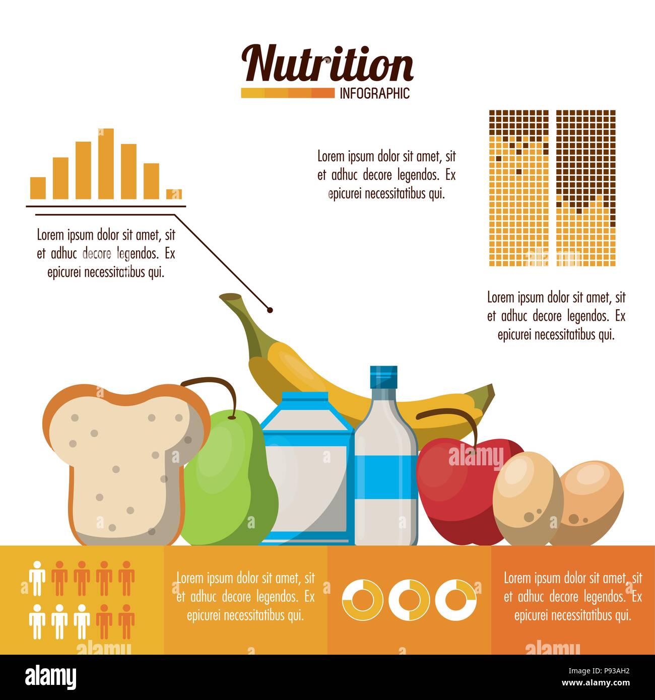 Nutrition and food infographic with statistics and elements vector ...