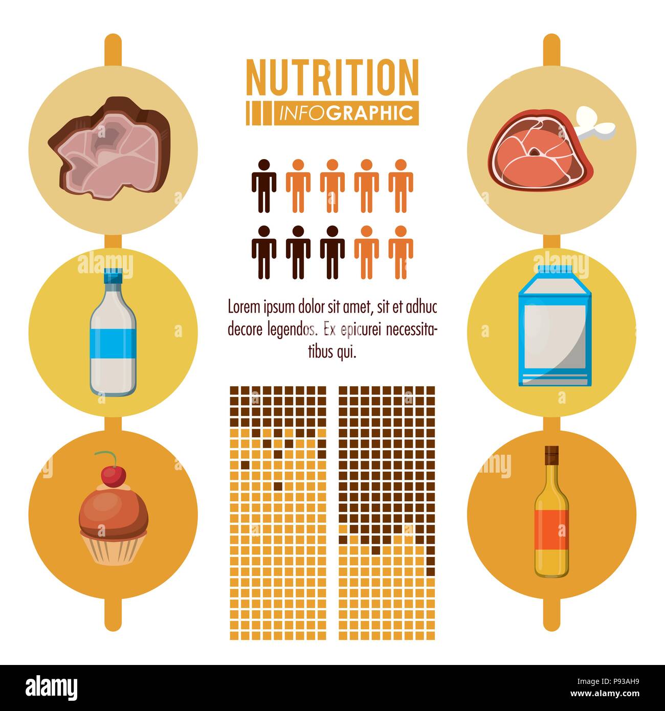 Nutrition and food infographic with statistics and elements vector ...