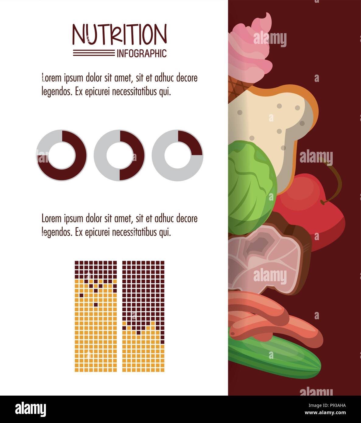 Nutrition and food infographic with statistics and elements vector ...