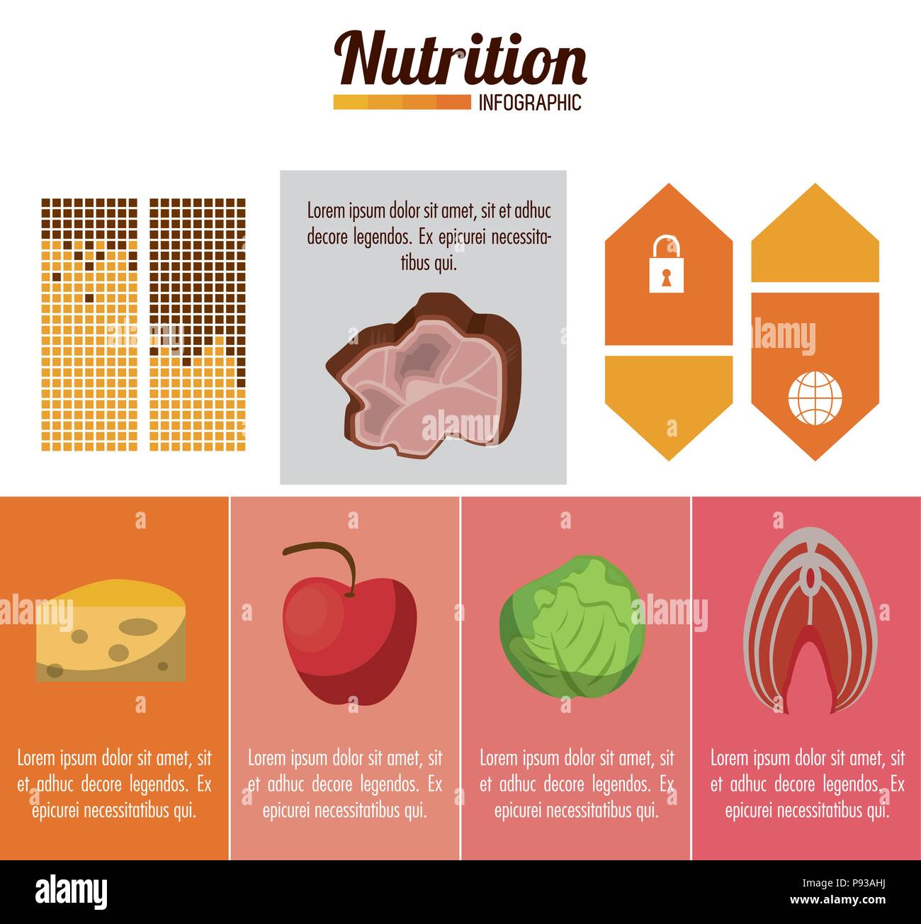 Nutrition and food infographic with statistics and elements vector ...