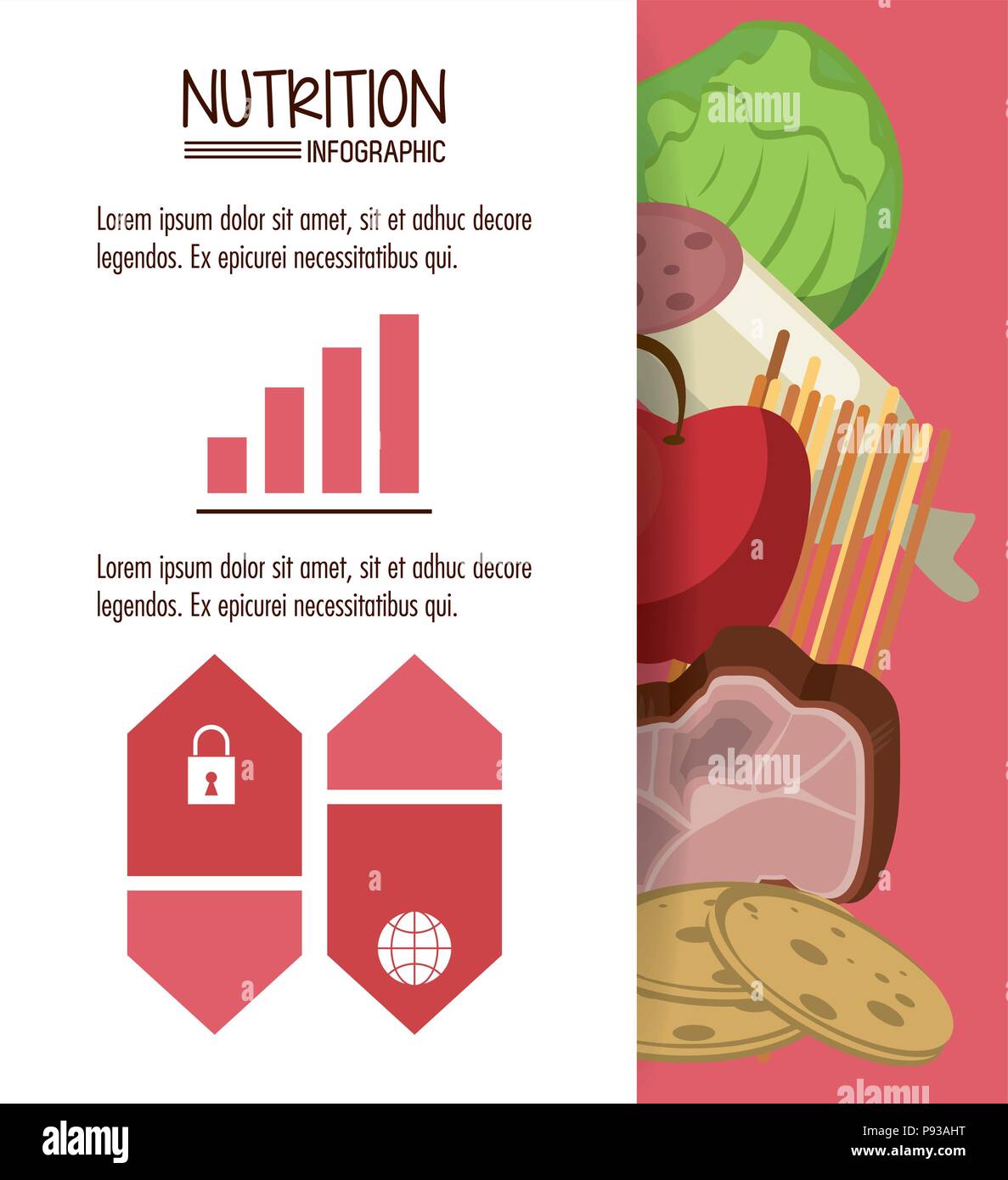 Nutrition and food infographic with statistics and elements vector ...