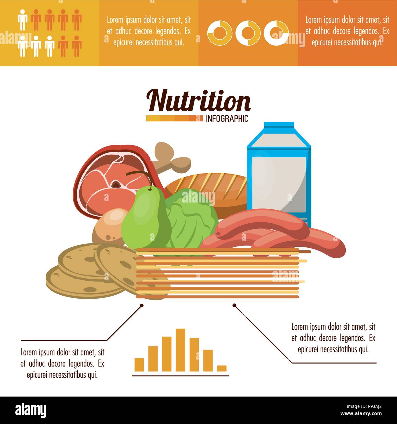 Nutrition and food infographic with statistics and elements vector ...