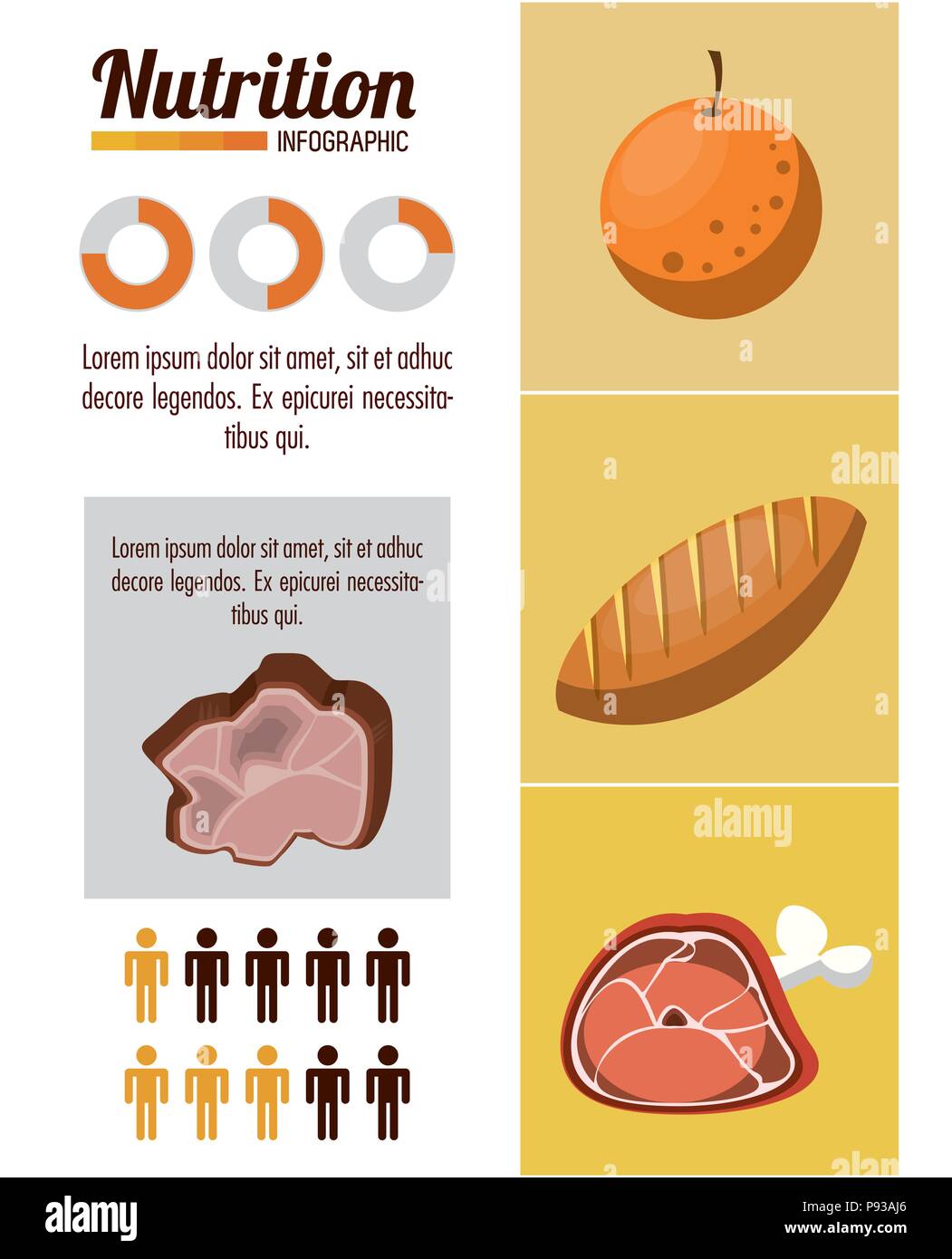 Nutrition and food infographic with statistics and elements vector ...