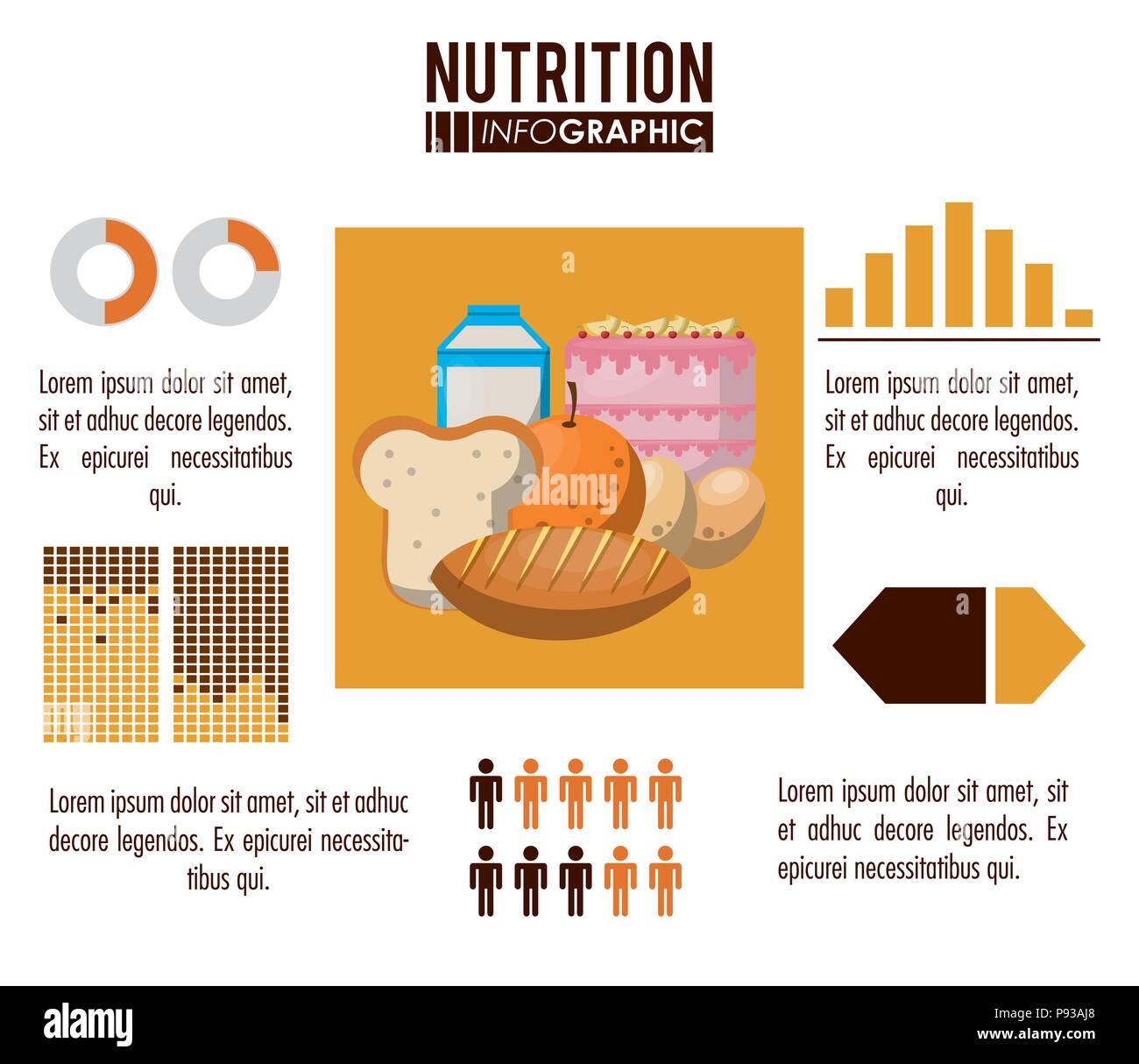 Nutrition and food infographic with statistics and elements vector ...