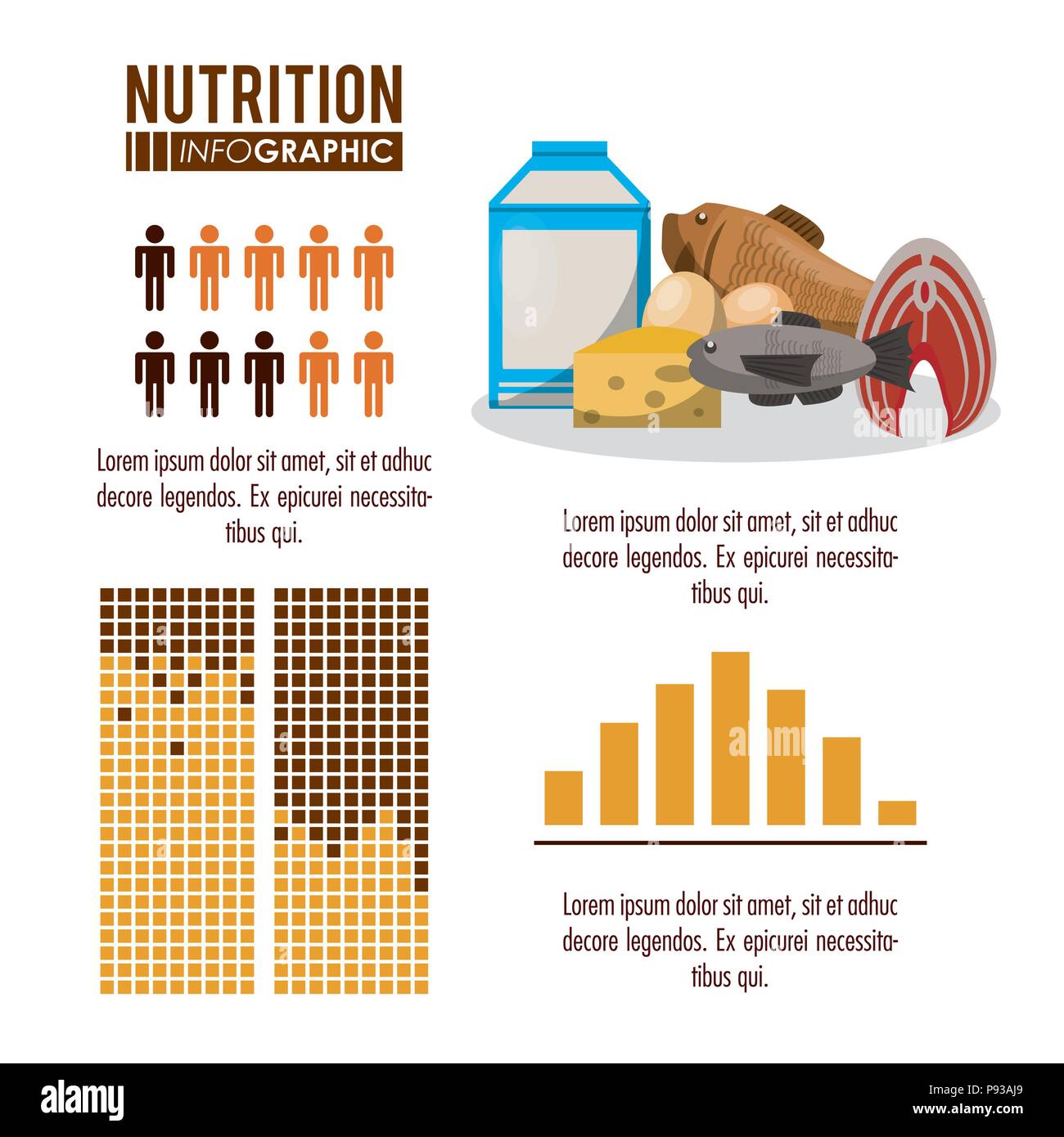 Nutrition and food infographic with statistics and elements vector ...