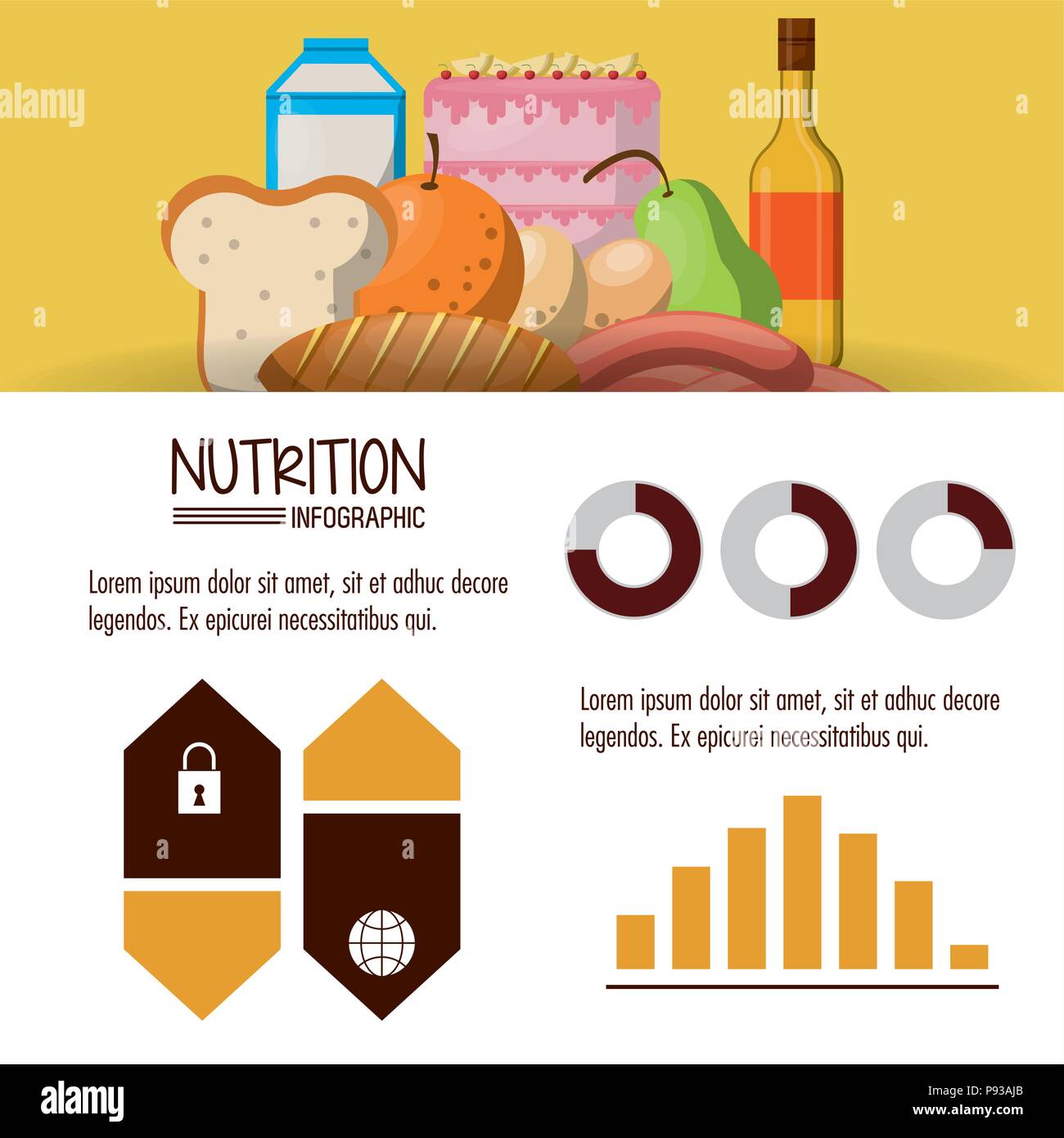 Nutrition and food infographic with statistics and elements vector ...