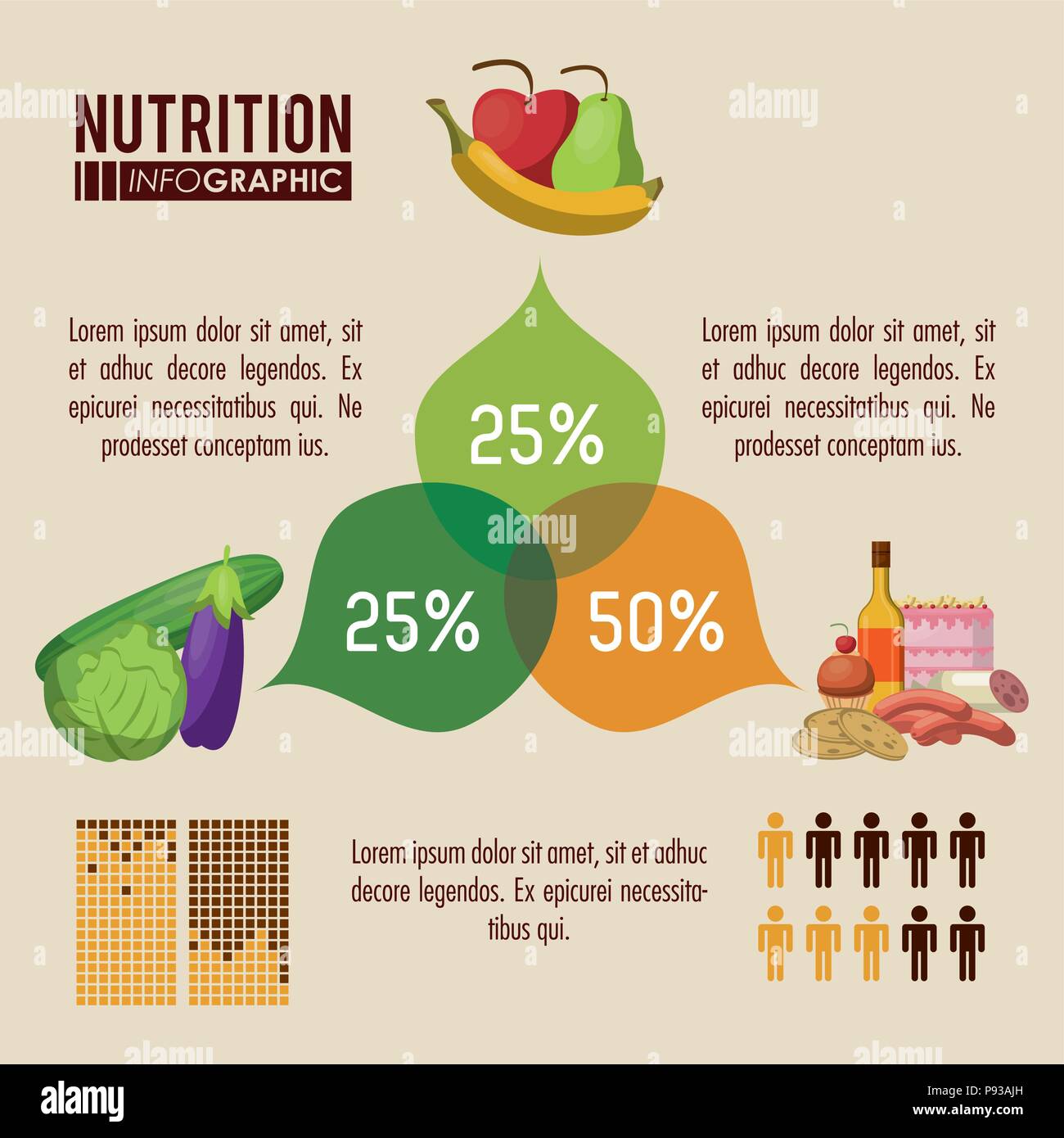 Nutrition and food infographic with statistics and elements vector ...